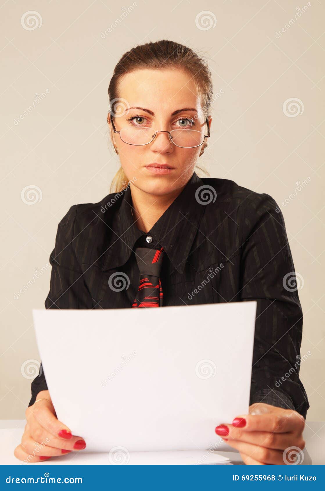 Beautiful Business Woman Holding Document Stock Photo - Image of people ...