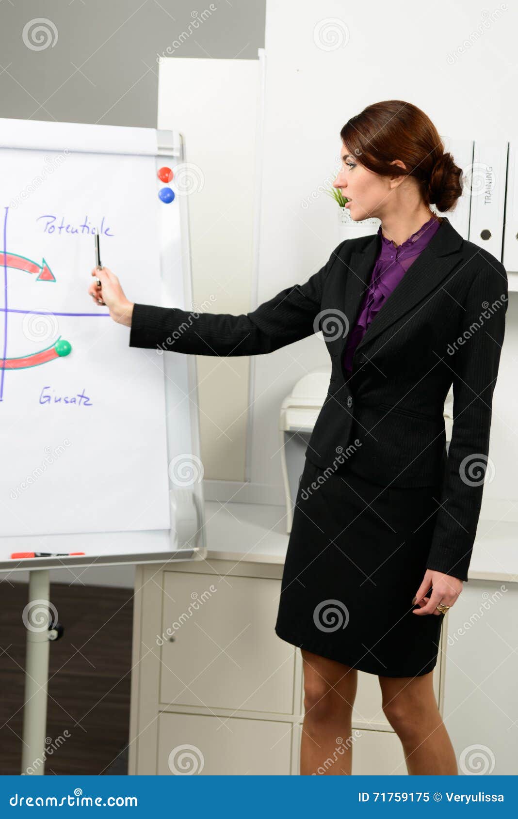 Beautiful Business Woman Make a Presentation Stock Image - Image of ...