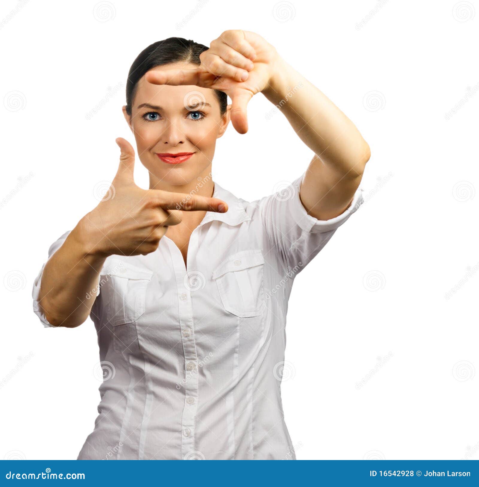 Beautiful Business Woman Making Frame with Hands Stock Photo - Image of ...