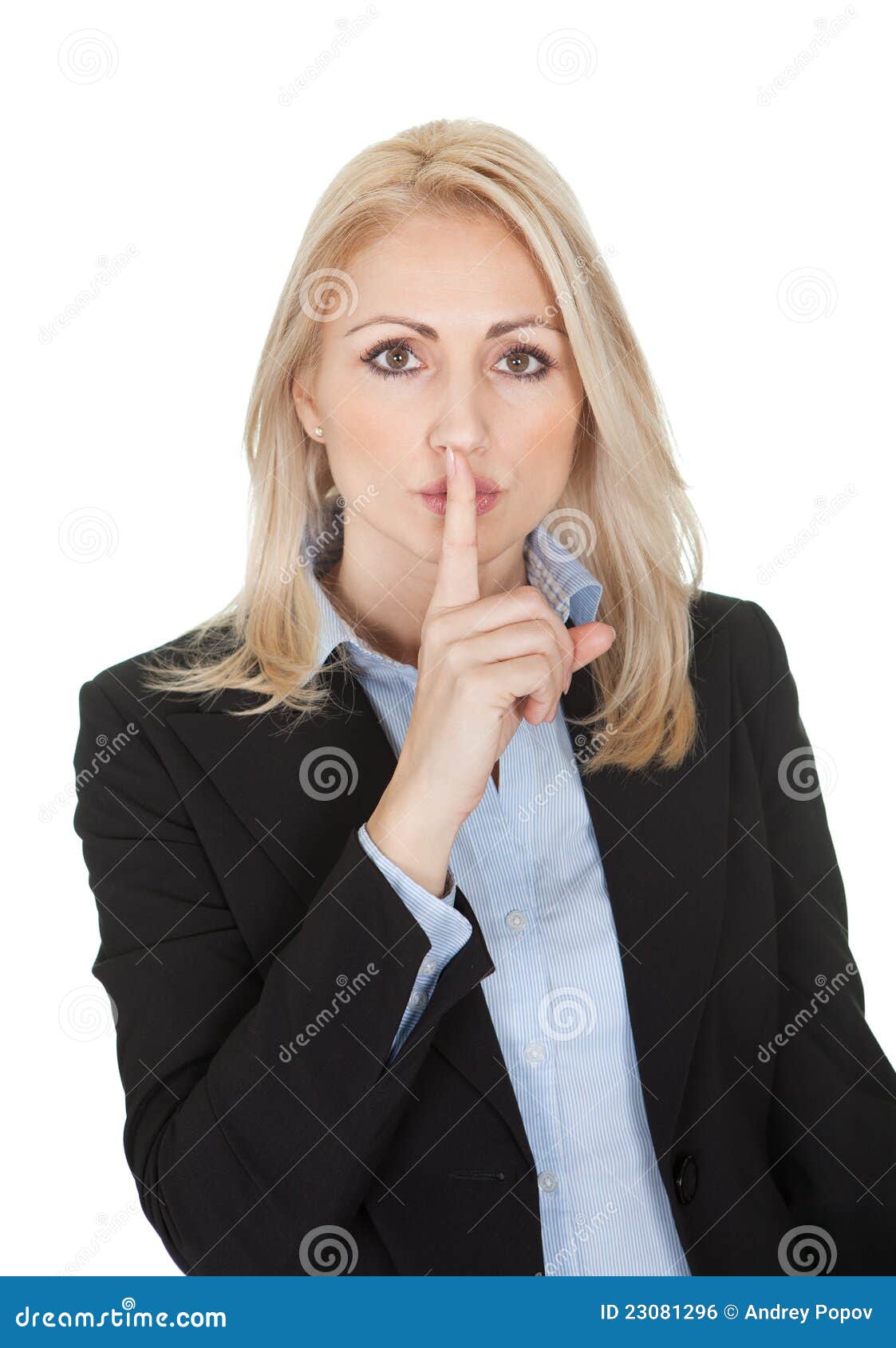 Beautiful Business Woman Making a Silence Gesture Stock Photo - Image ...