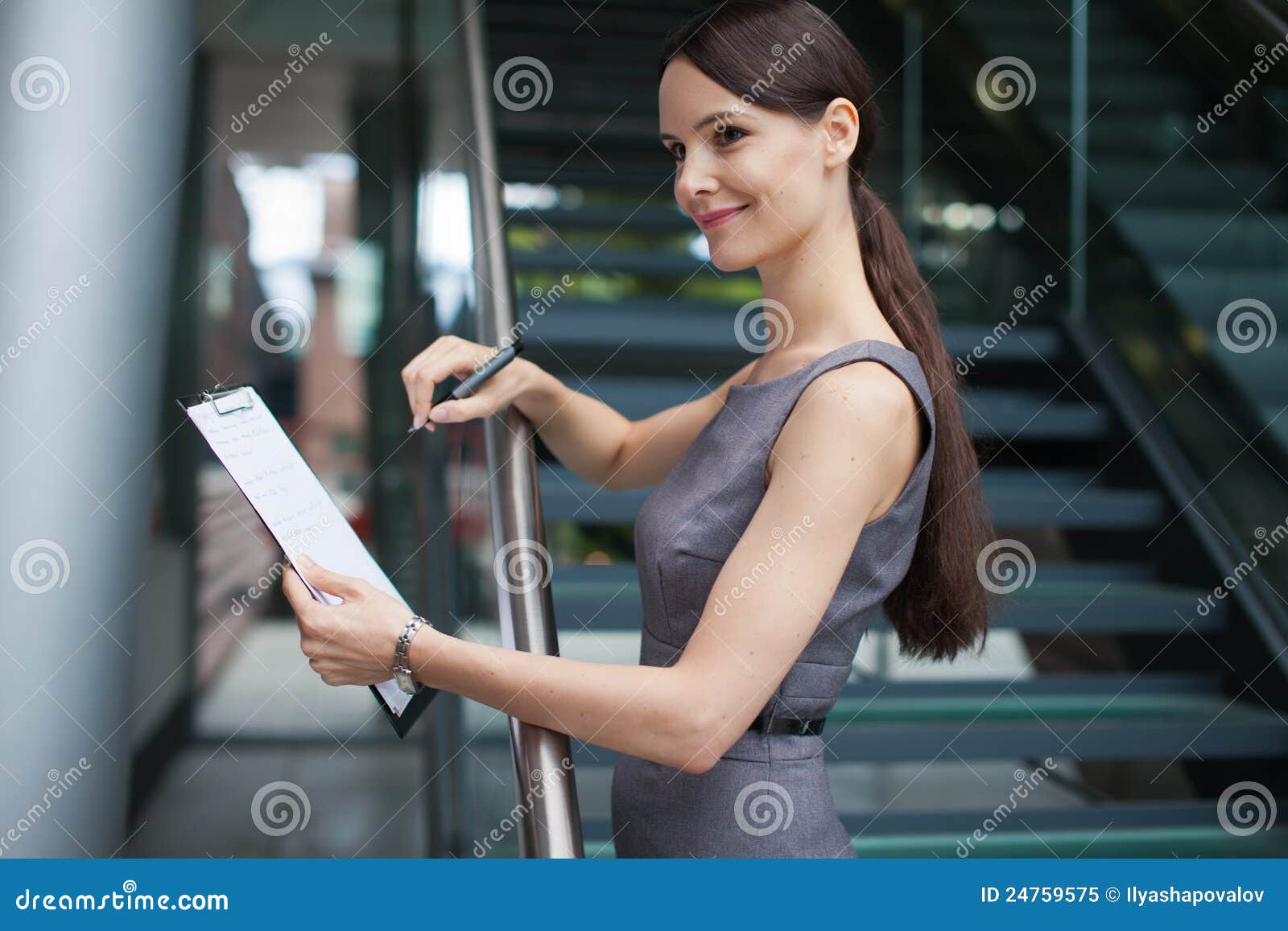 Beautiful Business Woman Taking Notes Stock Image - Image of graceful ...