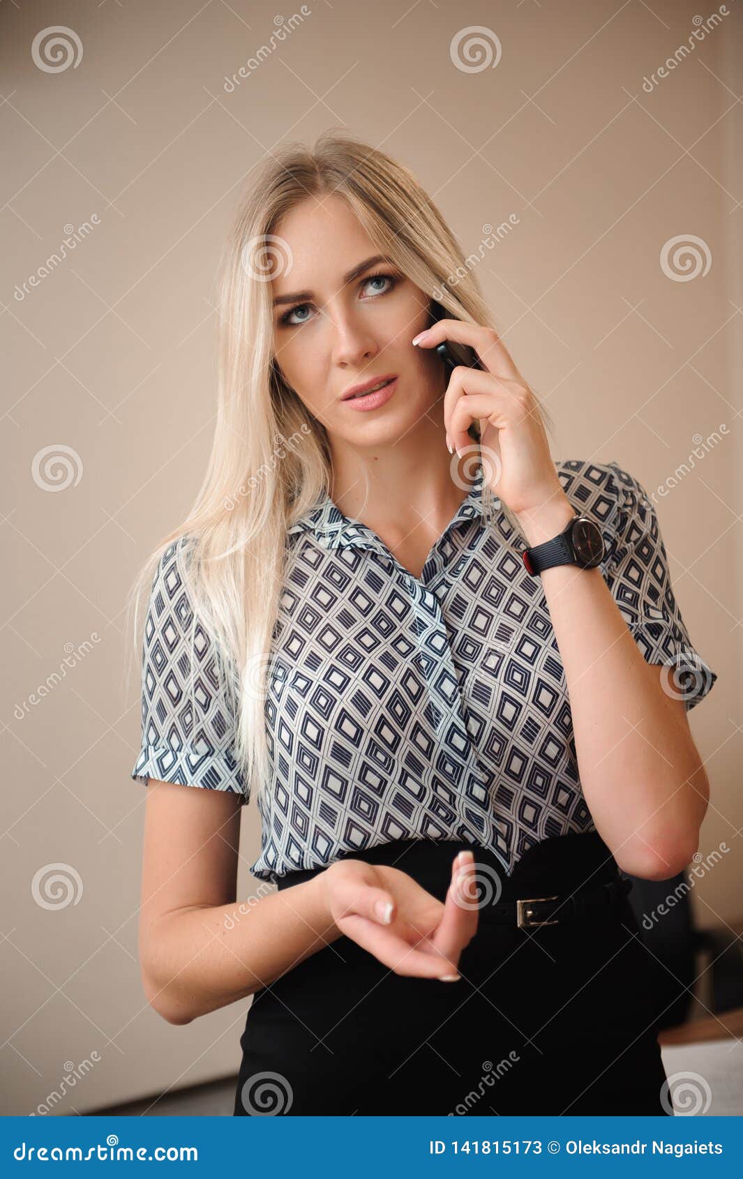 Beautiful Business Woman Talking On Mobile Phone Young Female Model