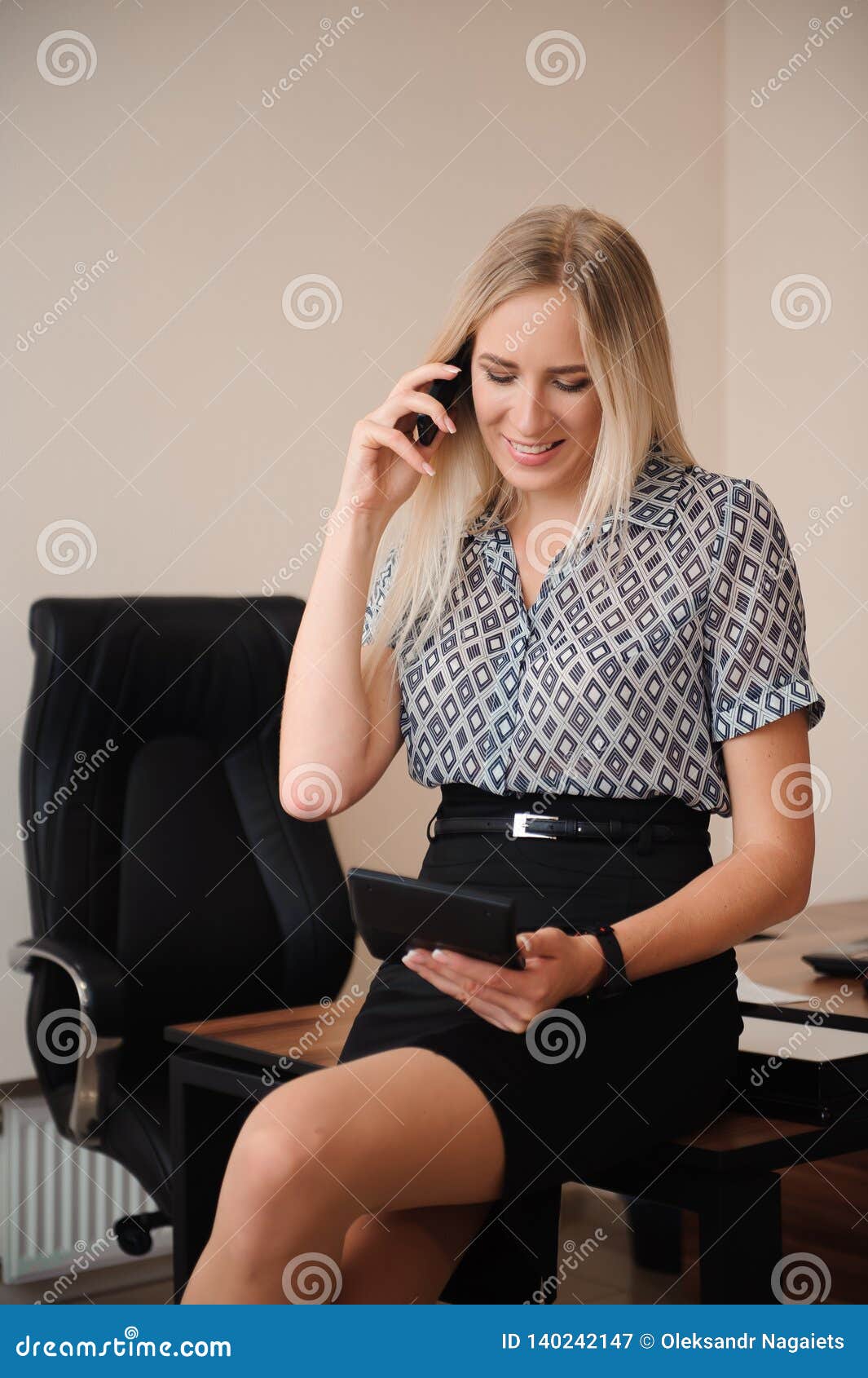 Beautiful Business Woman Talking On Mobile Phone Young Female Model