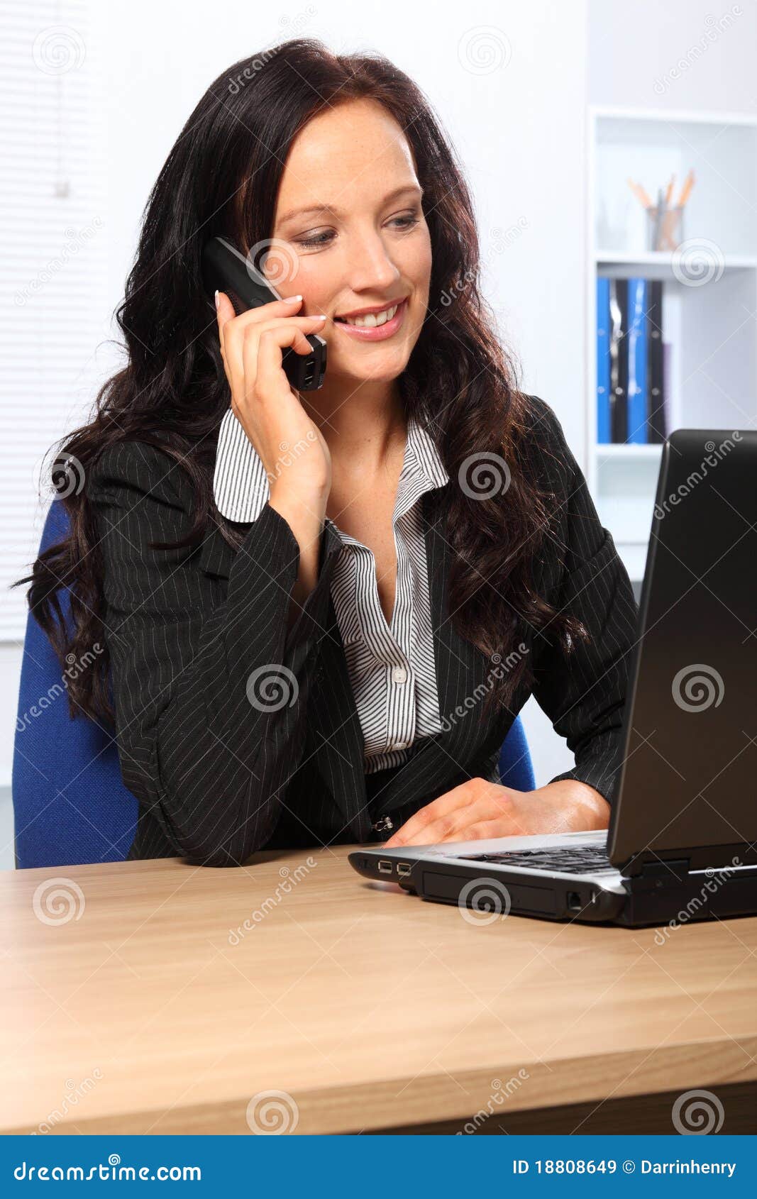 Beautiful Business Woman Using Telephone at Work Stock Image - Image of ...