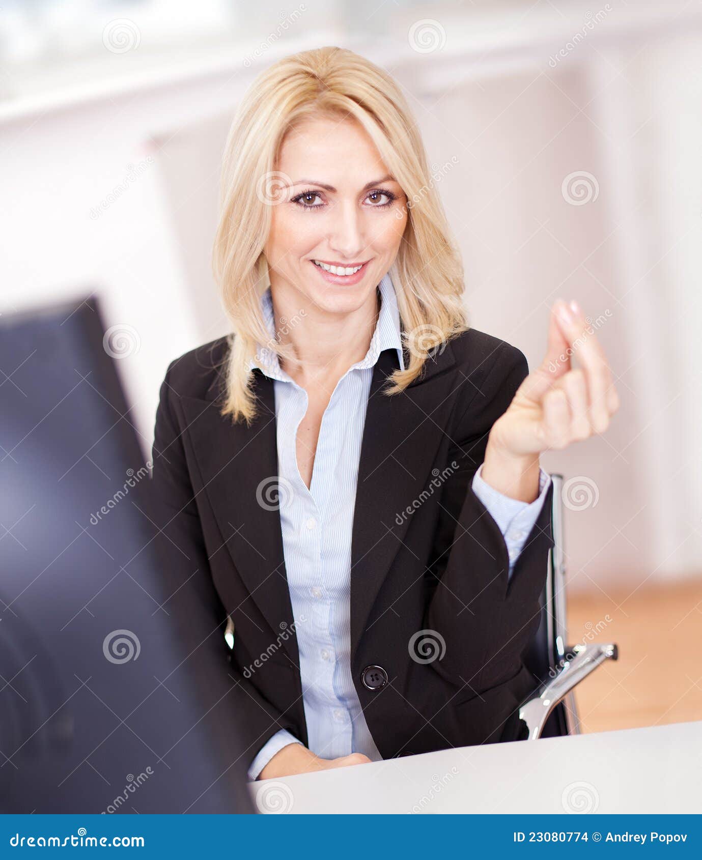 Beautiful Businesswoman Making a Hand Gesture Stock Photo - Image of ...
