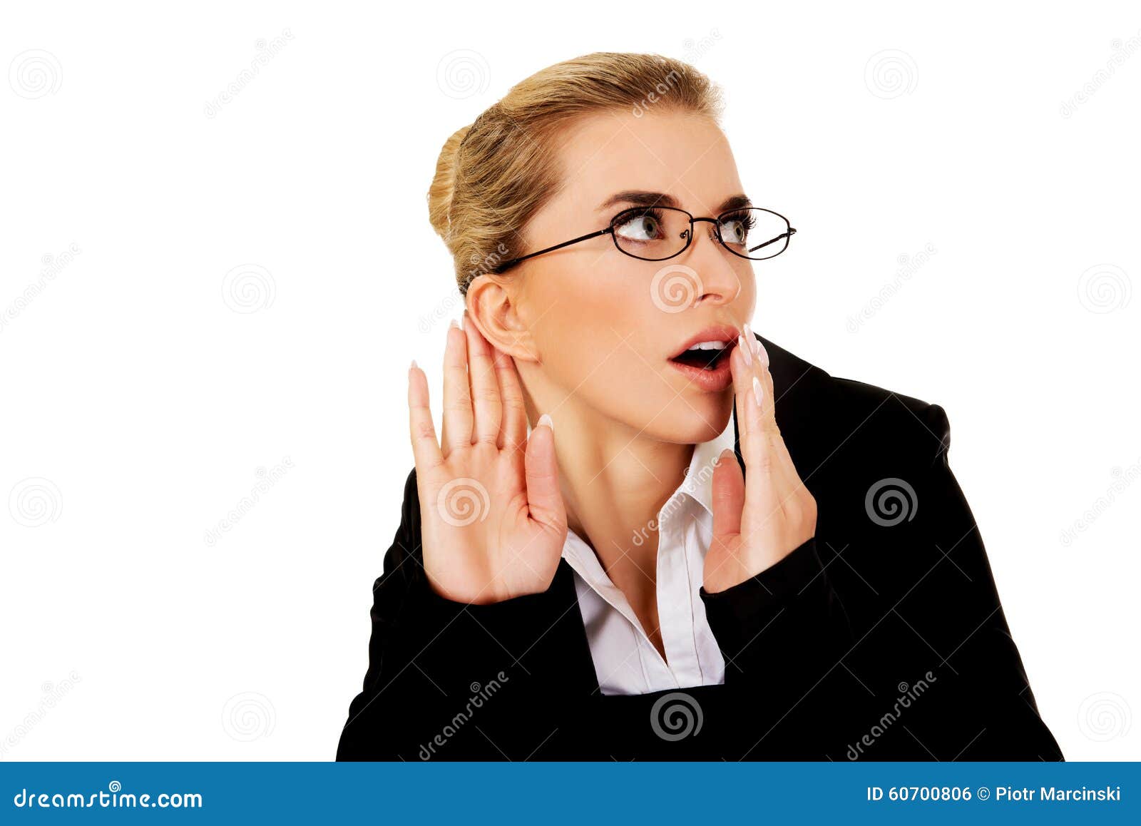 Beautiful Businesswoman Overhears a Conversation Stock Photo - Image of ...