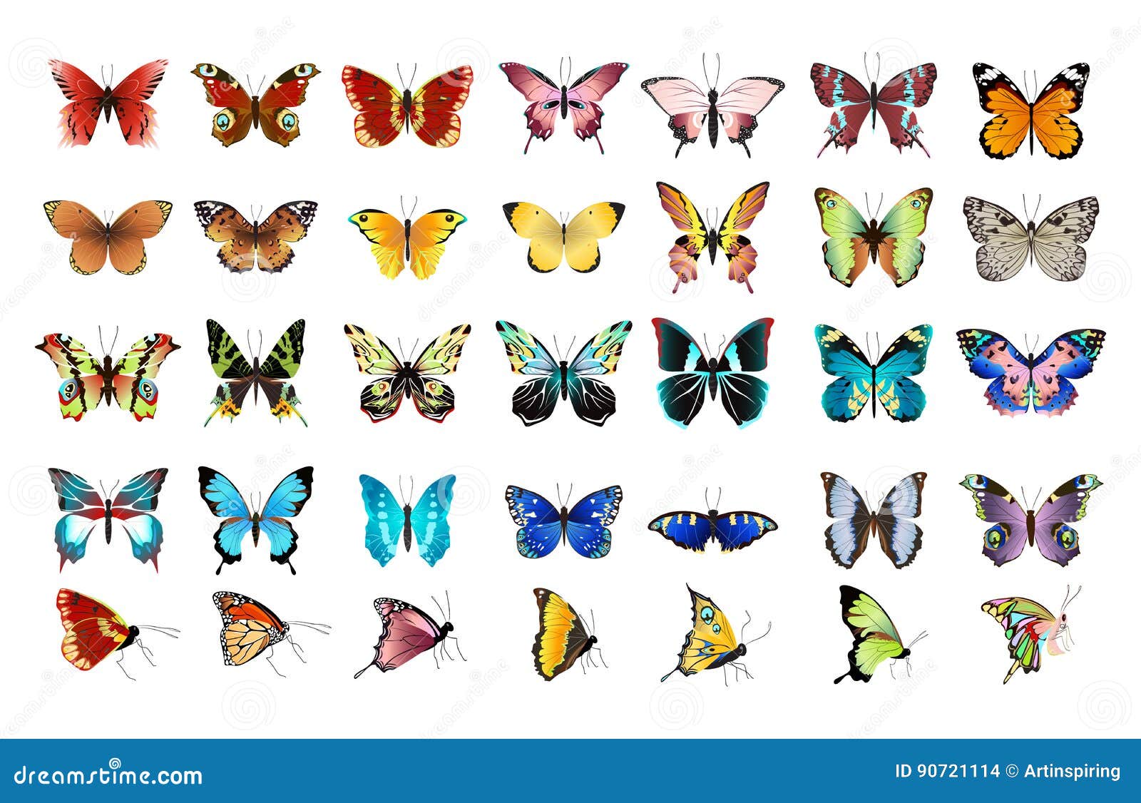 Beautiful butterflies set. stock vector. Illustration of butterflies ...