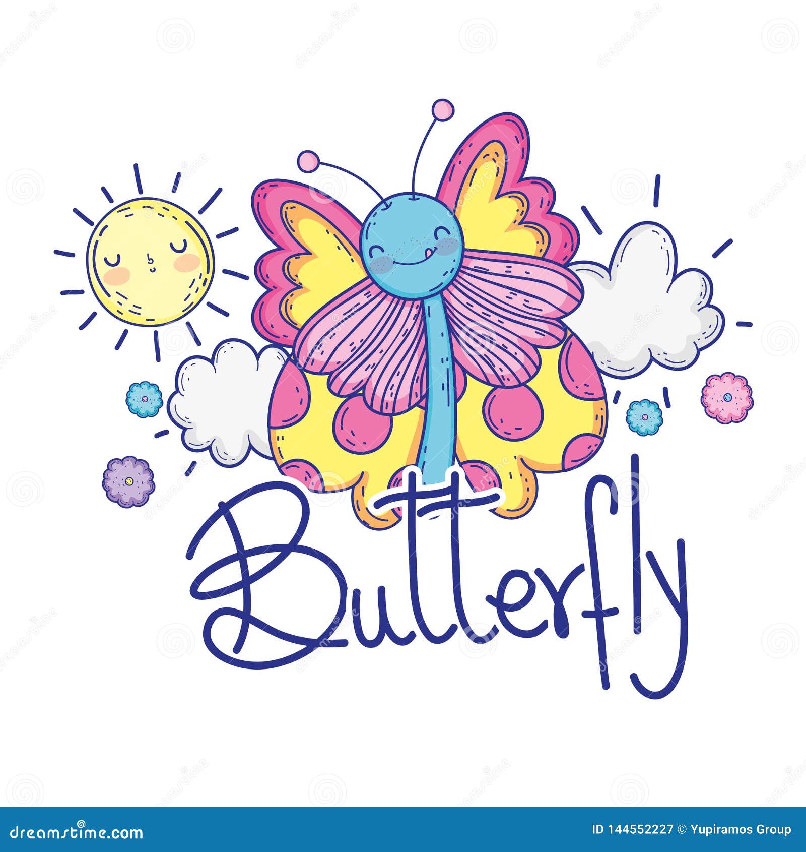 Butterfly Calligraphy With Line Drawings Butterfly- Vector Illustration ...