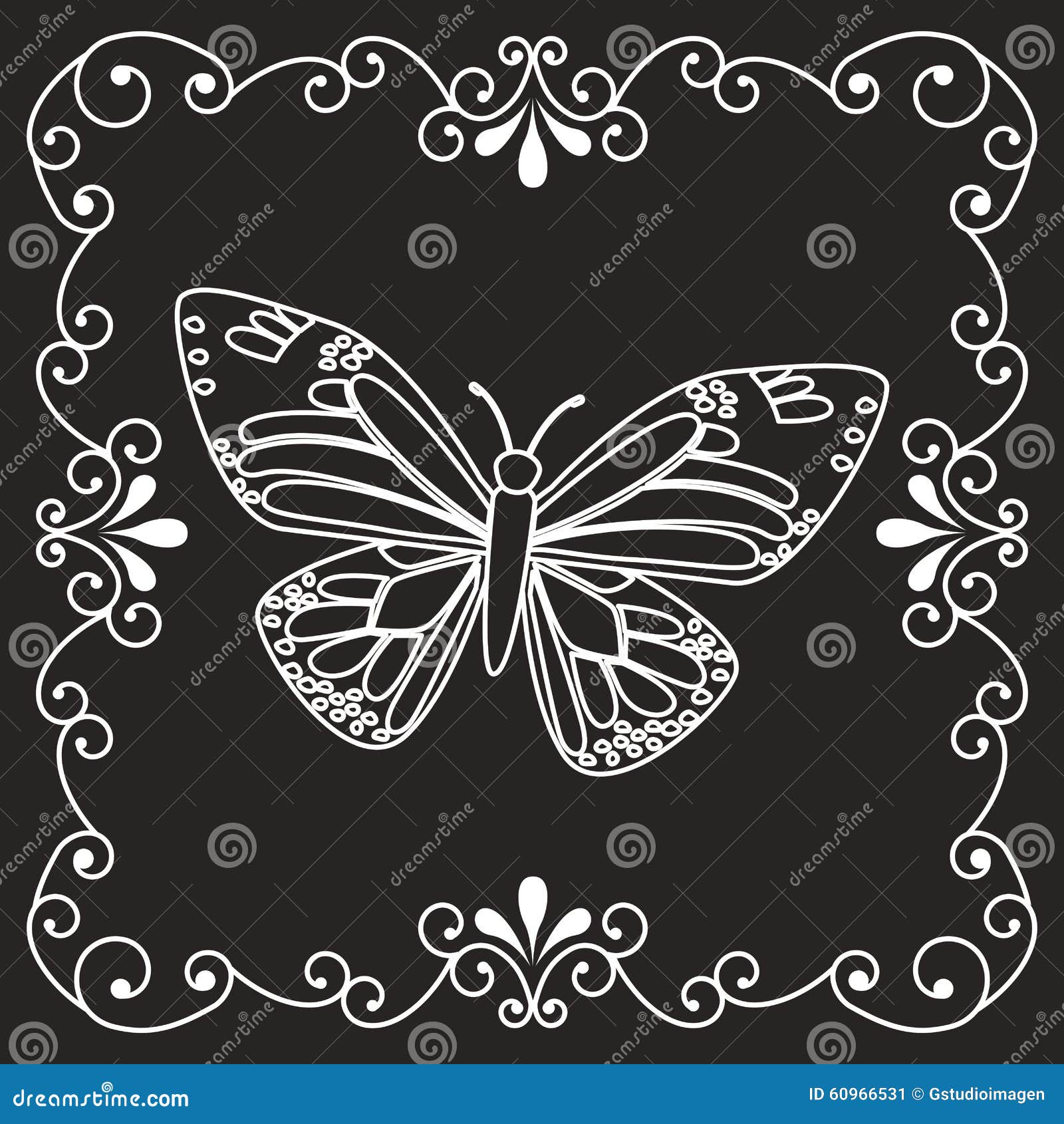 Beautiful butterfly frame stock vector. Illustration of season - 60966531