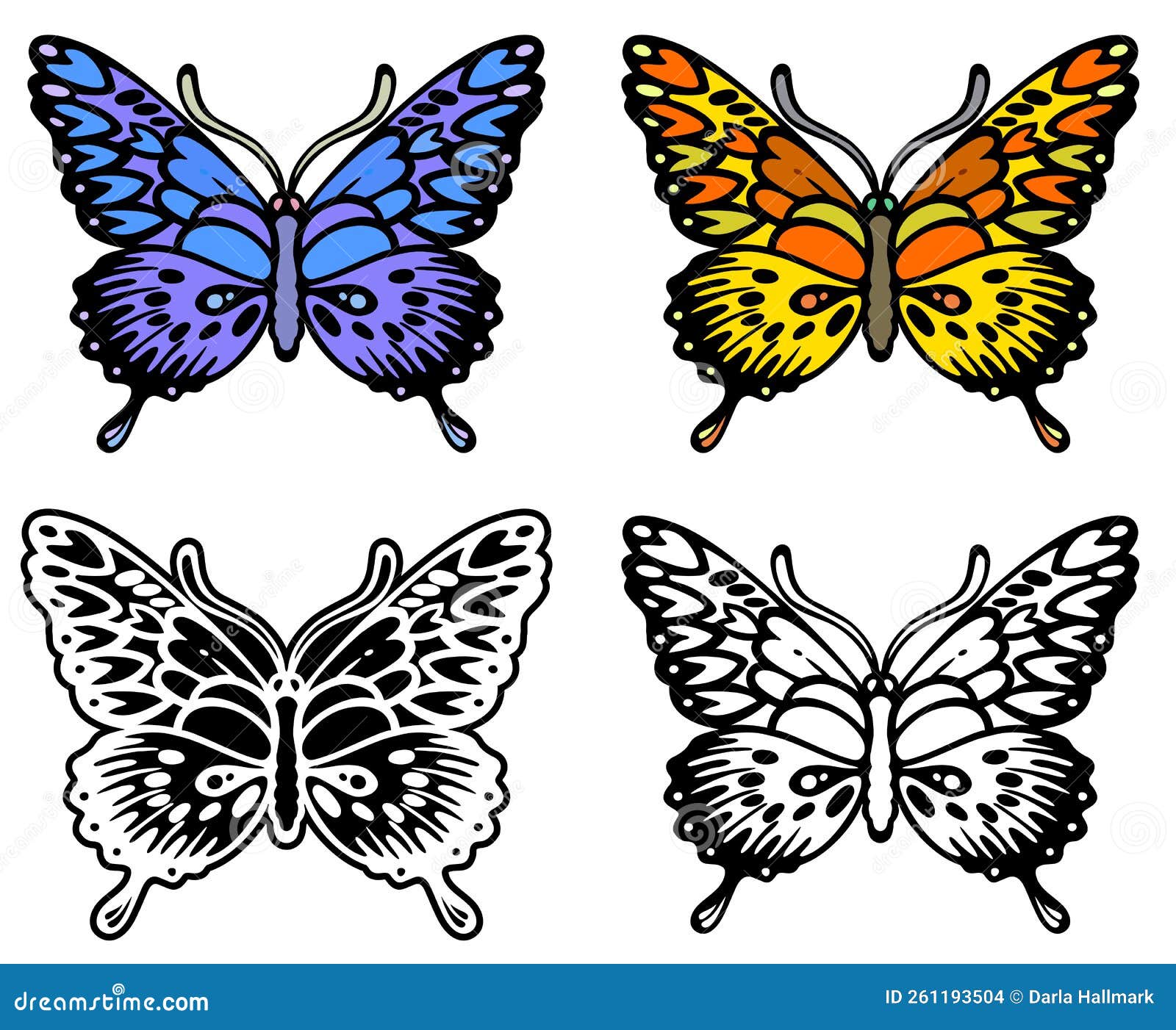 Beautiful Butterfly Graphics with Variations Stock Vector ...