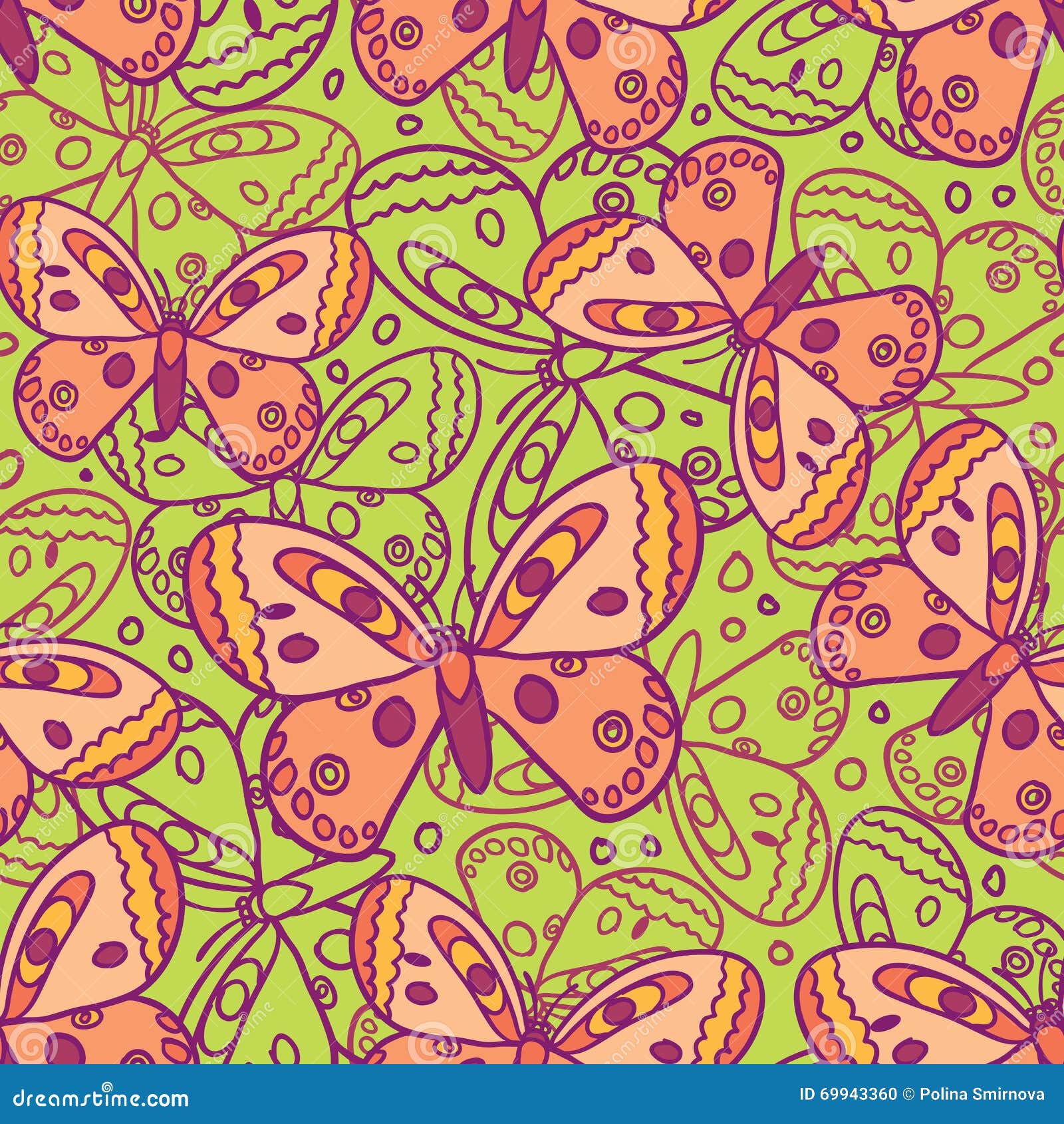 Beautiful Butterfly Green Seamless Pattern Stock Vector - Illustration ...