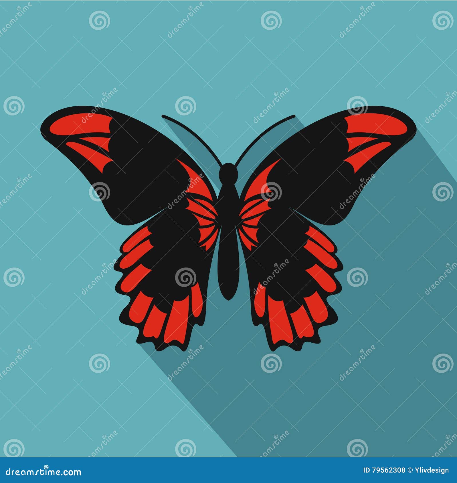 Beautiful Butterfly Icon, Flat Style Stock Vector - Illustration of ...