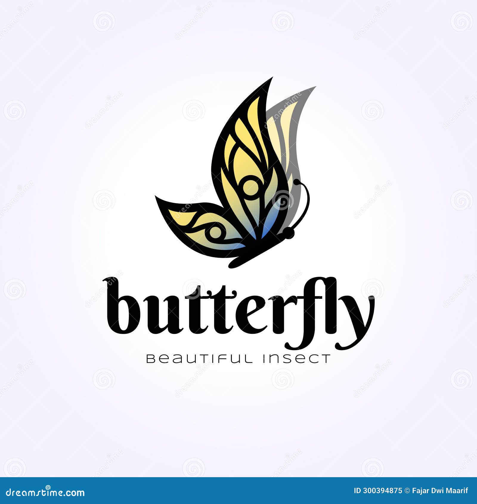 Beautiful Butterfly Logo Flying, Vintage Vector Illustration of ...