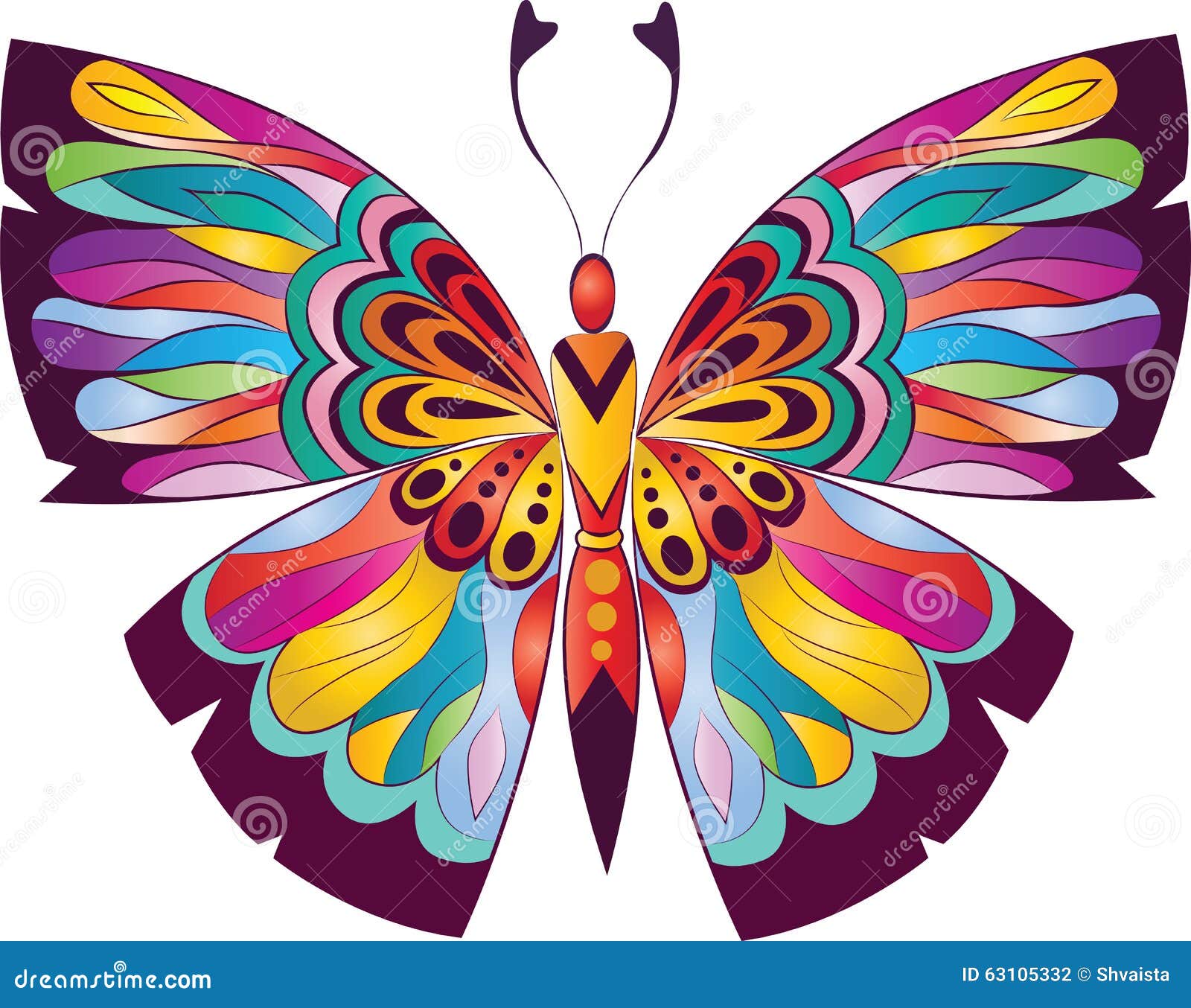 Beautiful butterfly stock vector. Illustration of outline - 63105332