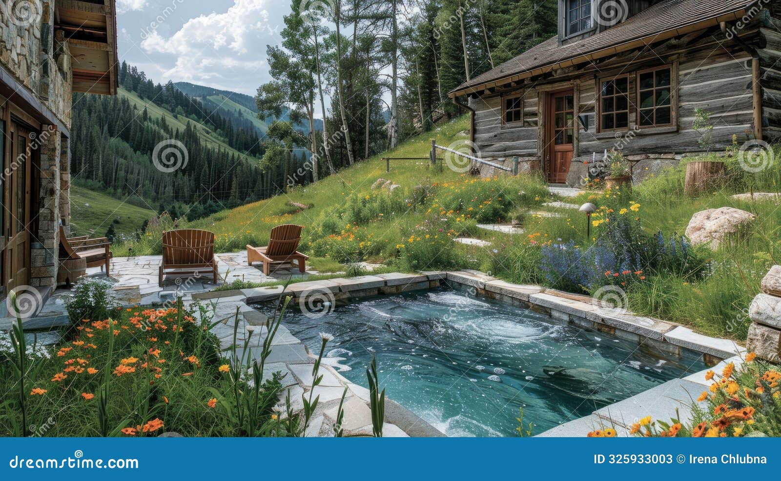 A Beautiful Cabin in the Mountains by Forest with Pool Stock ...