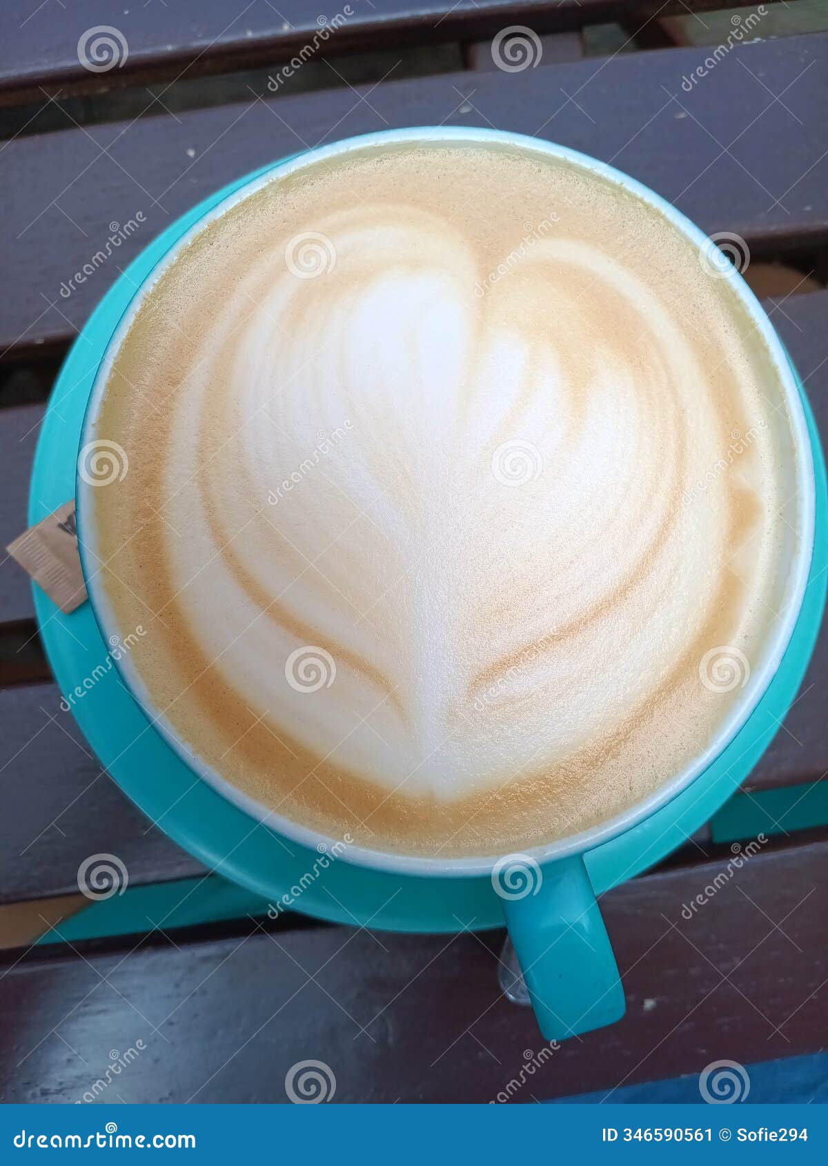 A Beautiful Cafe in a Blue Cup in Some Cafeteria Stock Image - Image of ...