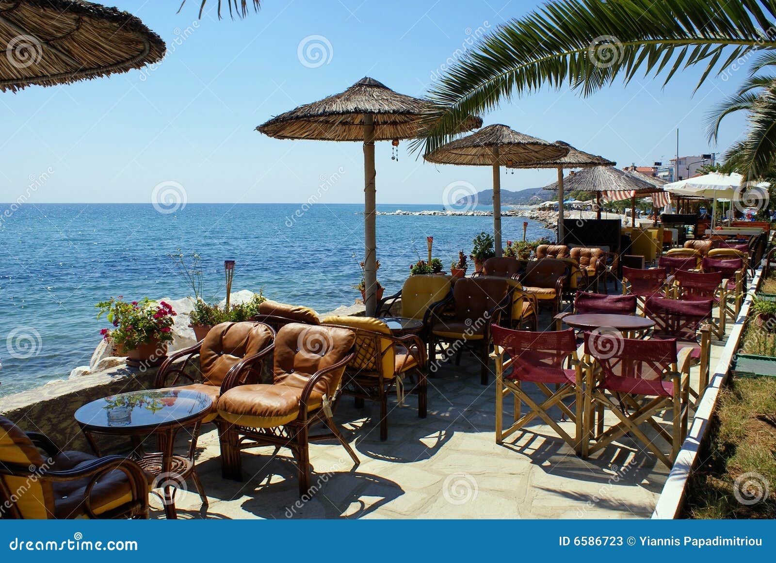 Beautiful Cafeteria at the Beach Stock Image - Image of resort, greece ...