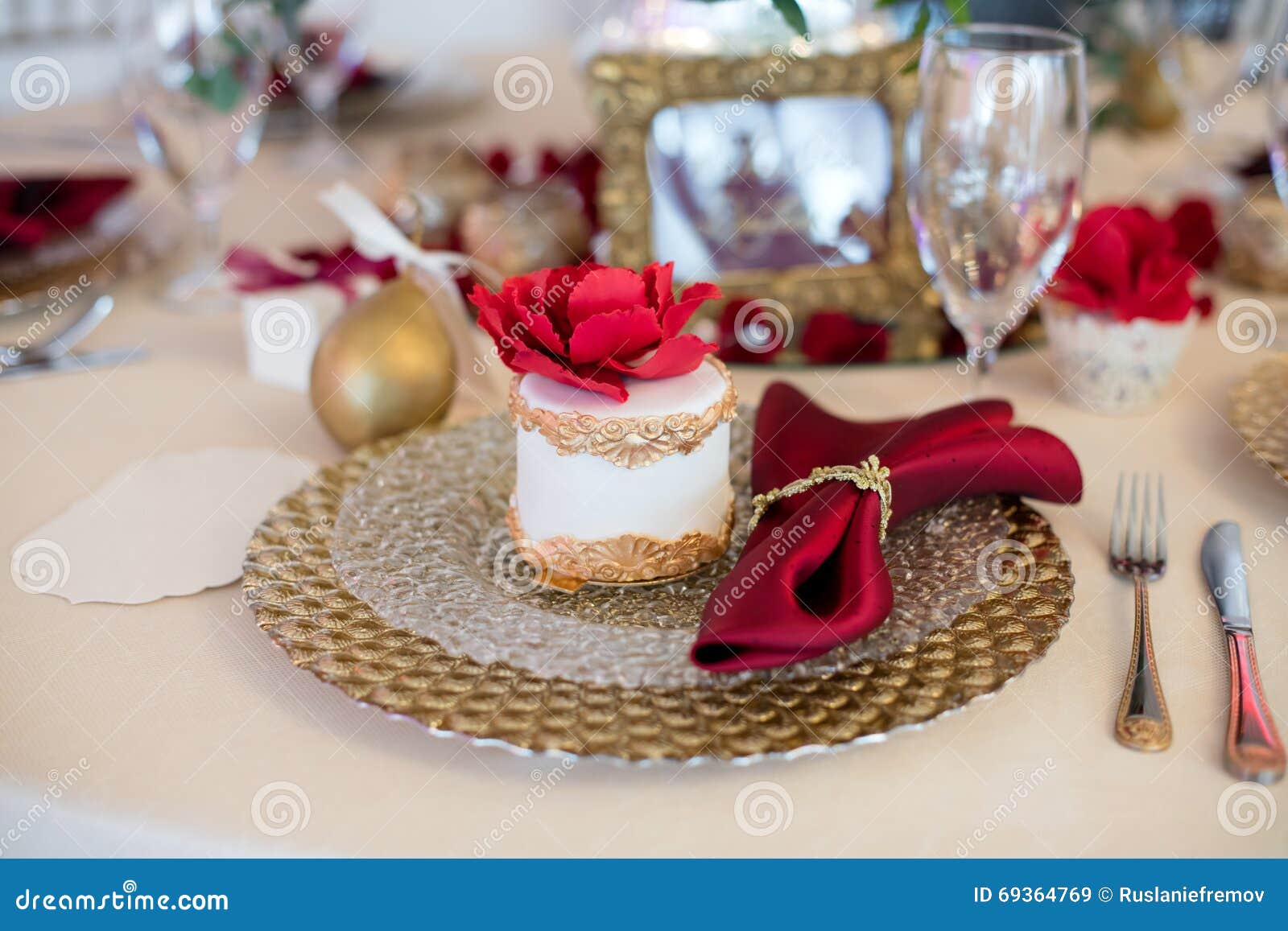 Beautiful Cake on a Plate on Festive Table Stock Image - Image of bordo ...