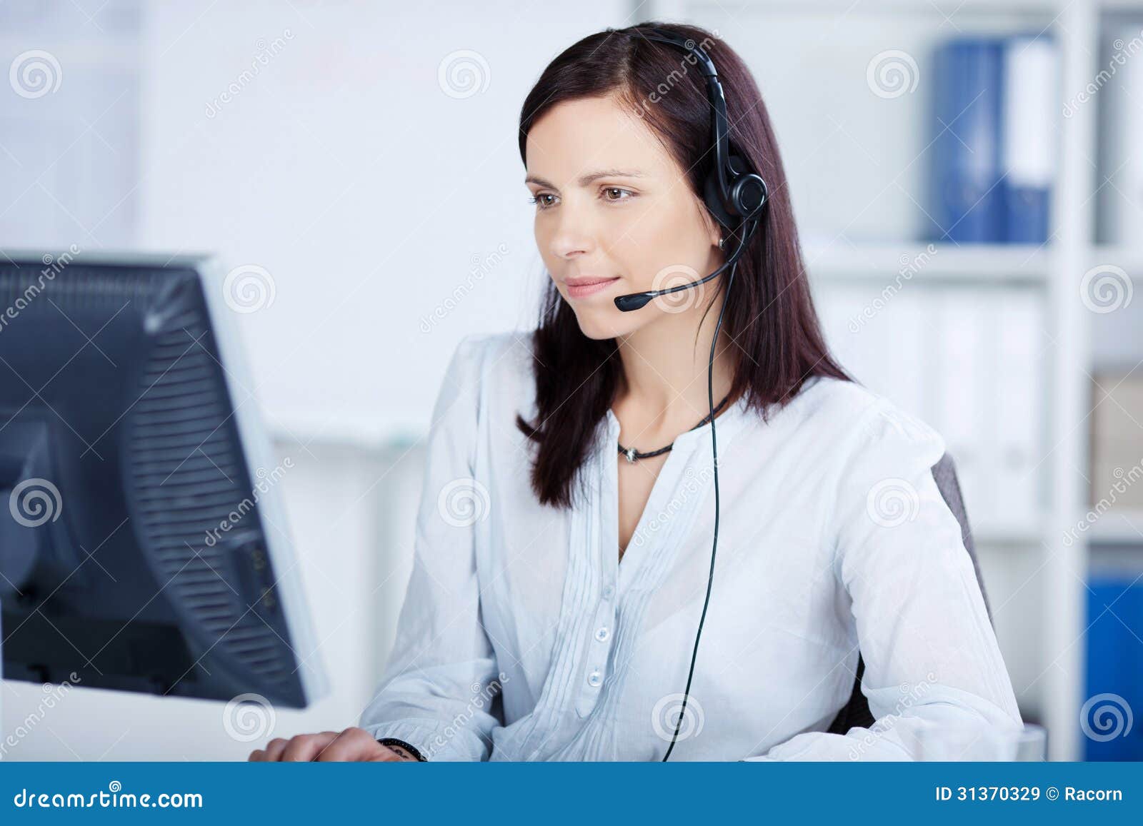 Beautiful Call Center Agent Stock Image - Image of hair, center: 31370329