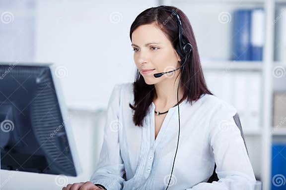 Beautiful Call Center Agent Stock Image - Image of hair, center: 31370329