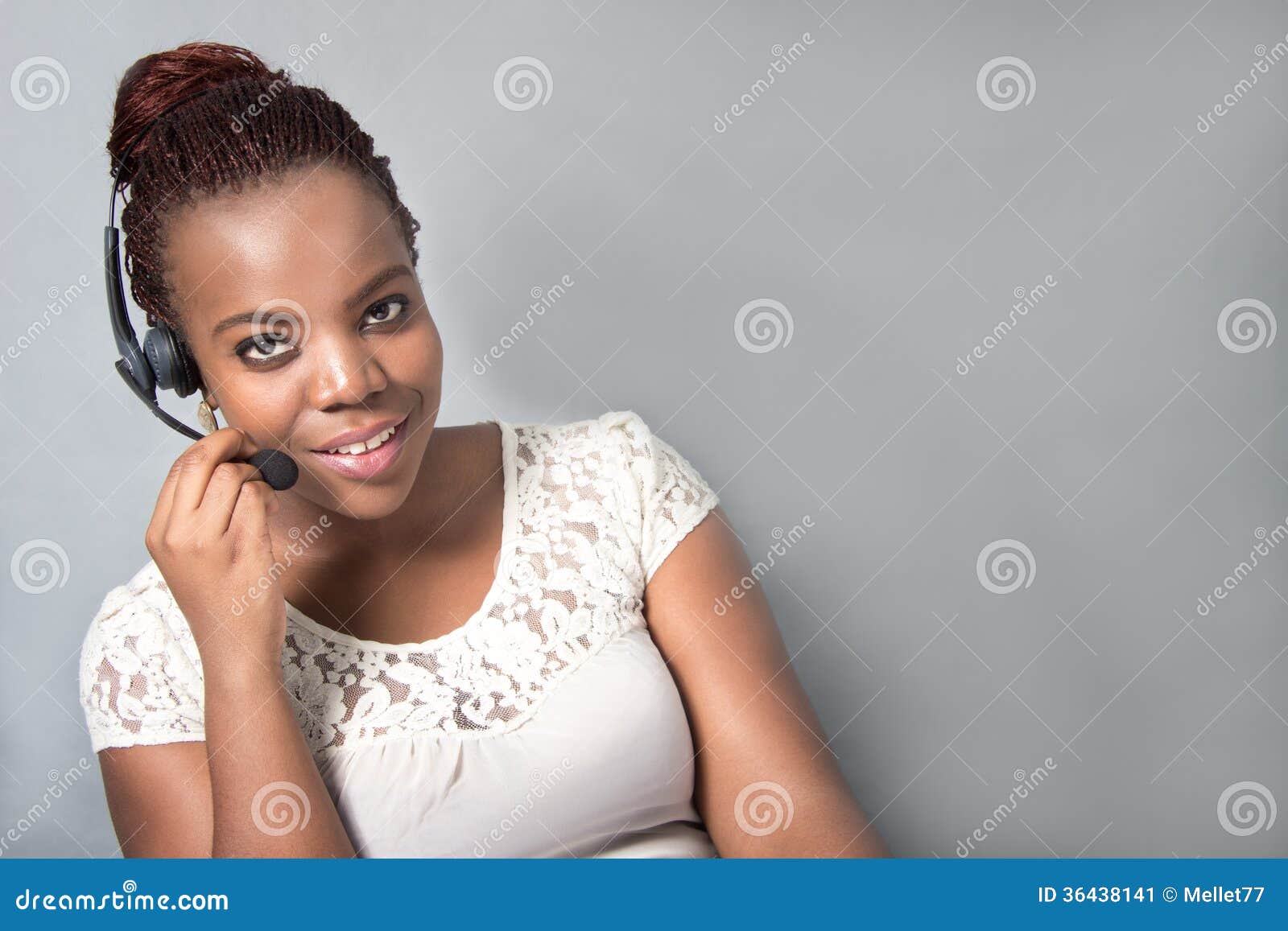 Beautiful Call Center Agent Talking To a Client Stock Image - Image of ...
