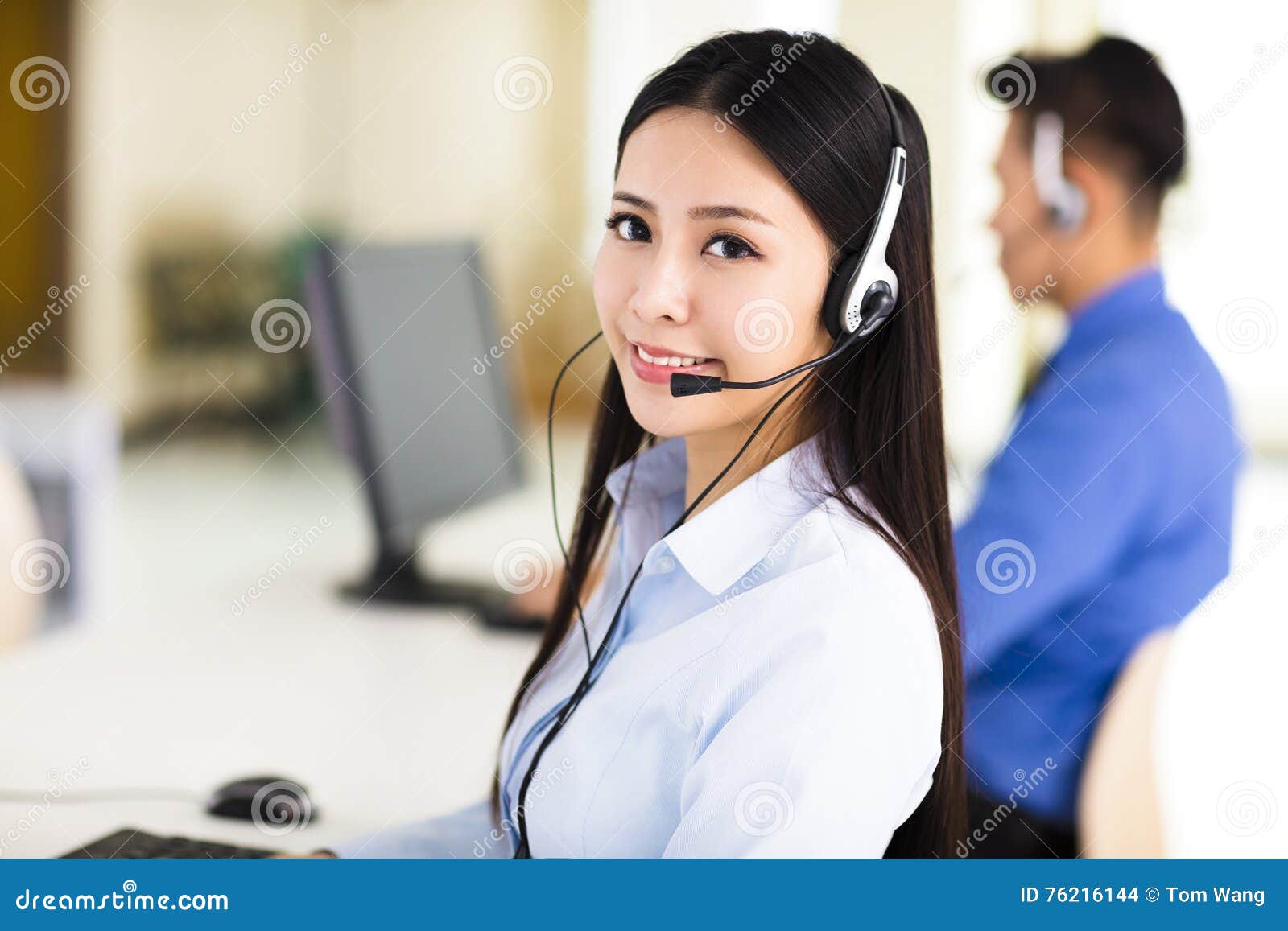 Beautiful Call Center Agent Working in Office Stock Photo - Image of ...
