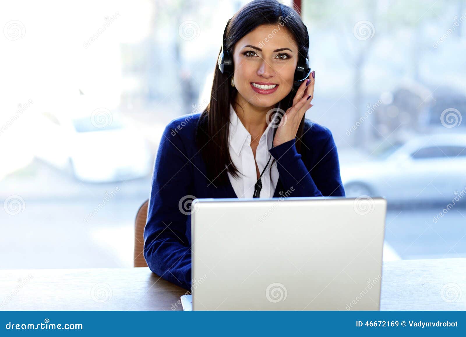 Beautiful Call-center Assistant at the Desk Stock Image - Image of ...