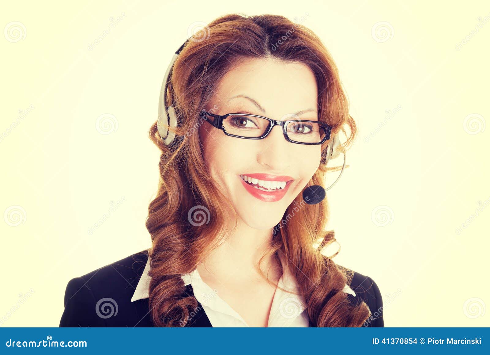 Beautiful Call-center Assistant Smiling Stock Photo - Image of ...