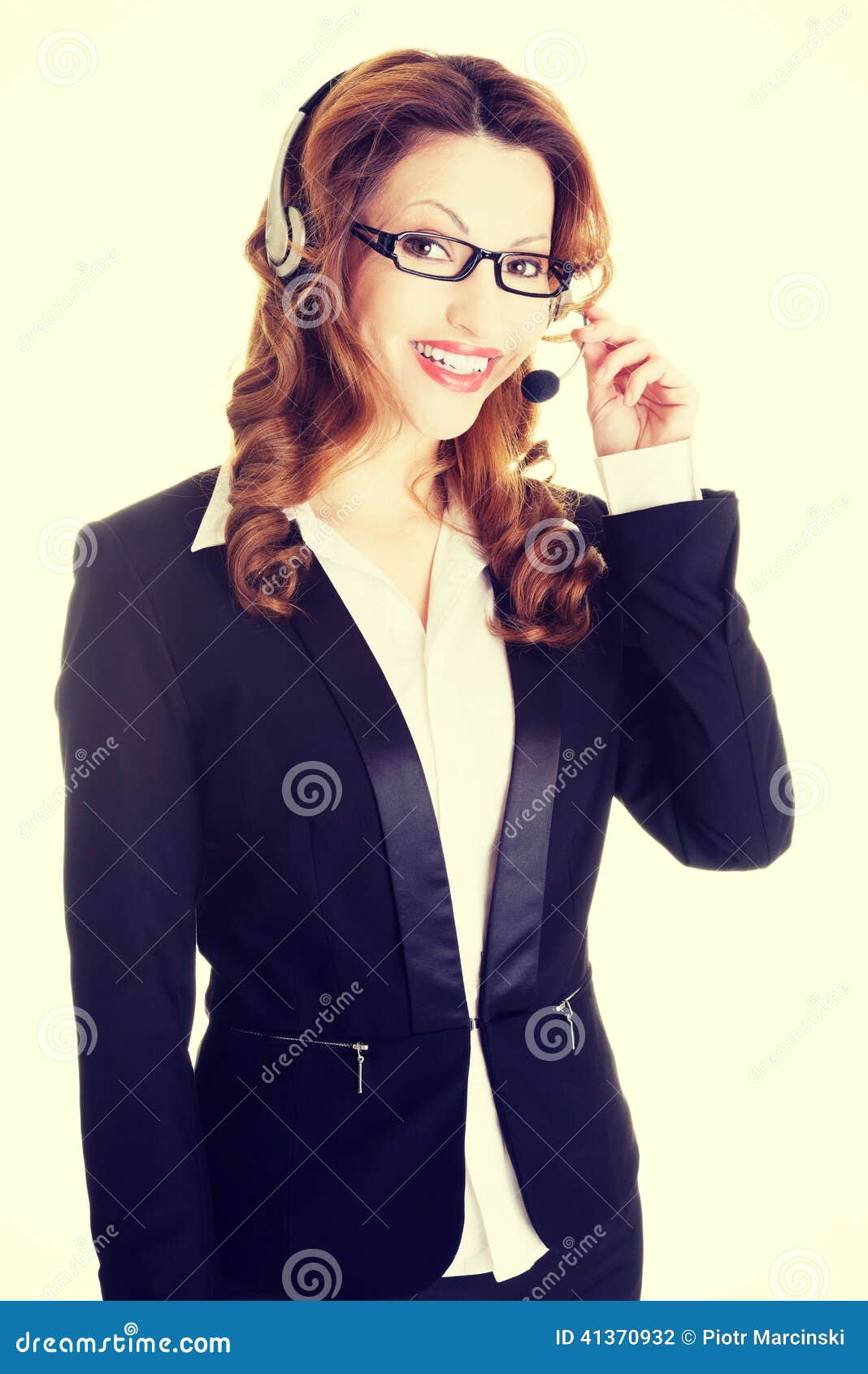 Beautiful Call-center Assistant Smiling Stock Photo - Image of office ...