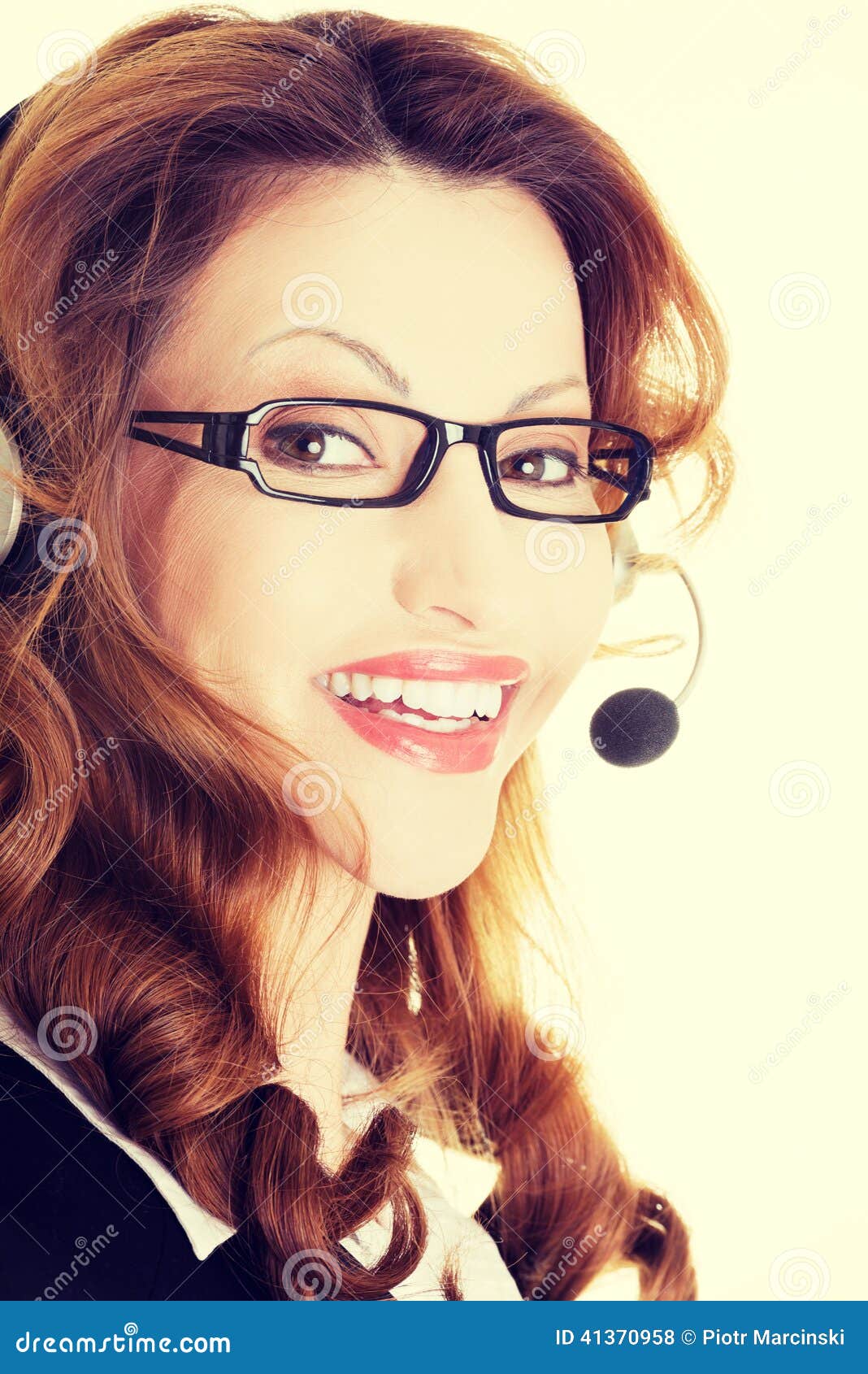 Beautiful Call-center Assistant Smiling Stock Photo - Image of ...