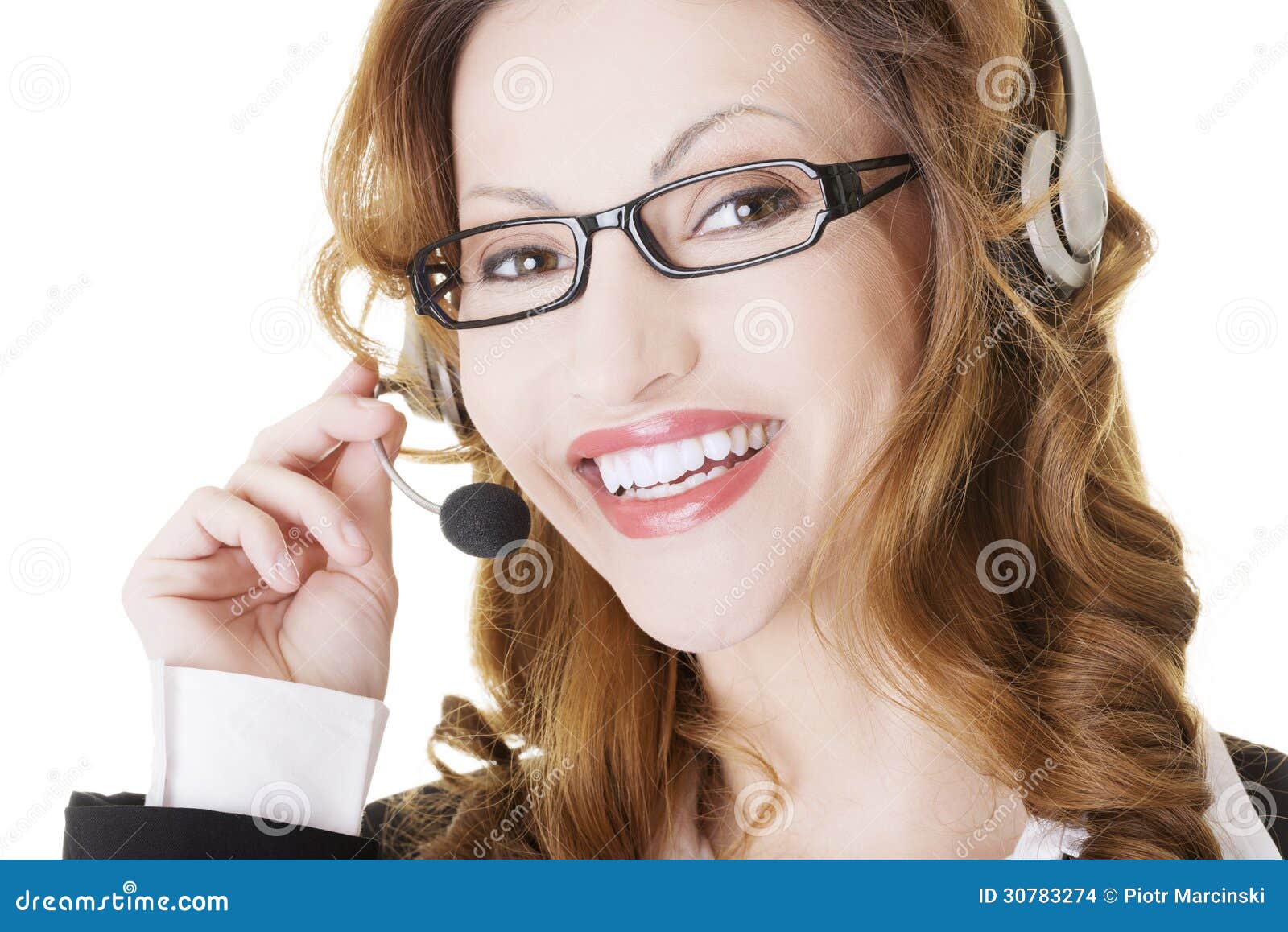 Beautiful Call-center Assistant Smiling Stock Photo - Image of ...