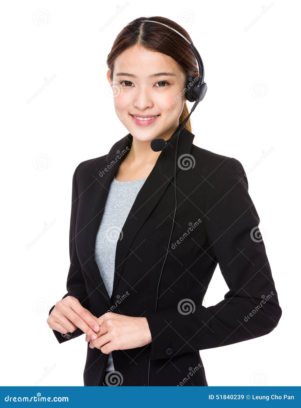 Beautiful Call Center Operator with Headset Stock Image - Image of ...