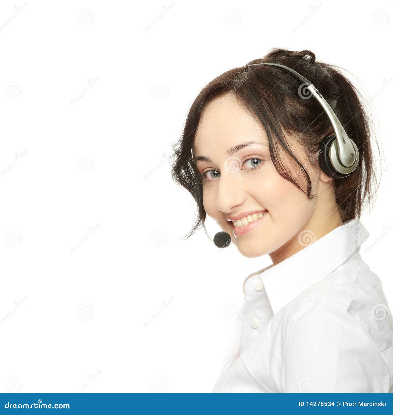 Beautiful Call Center Woman Stock Photo - Image of happy, line: 14278534