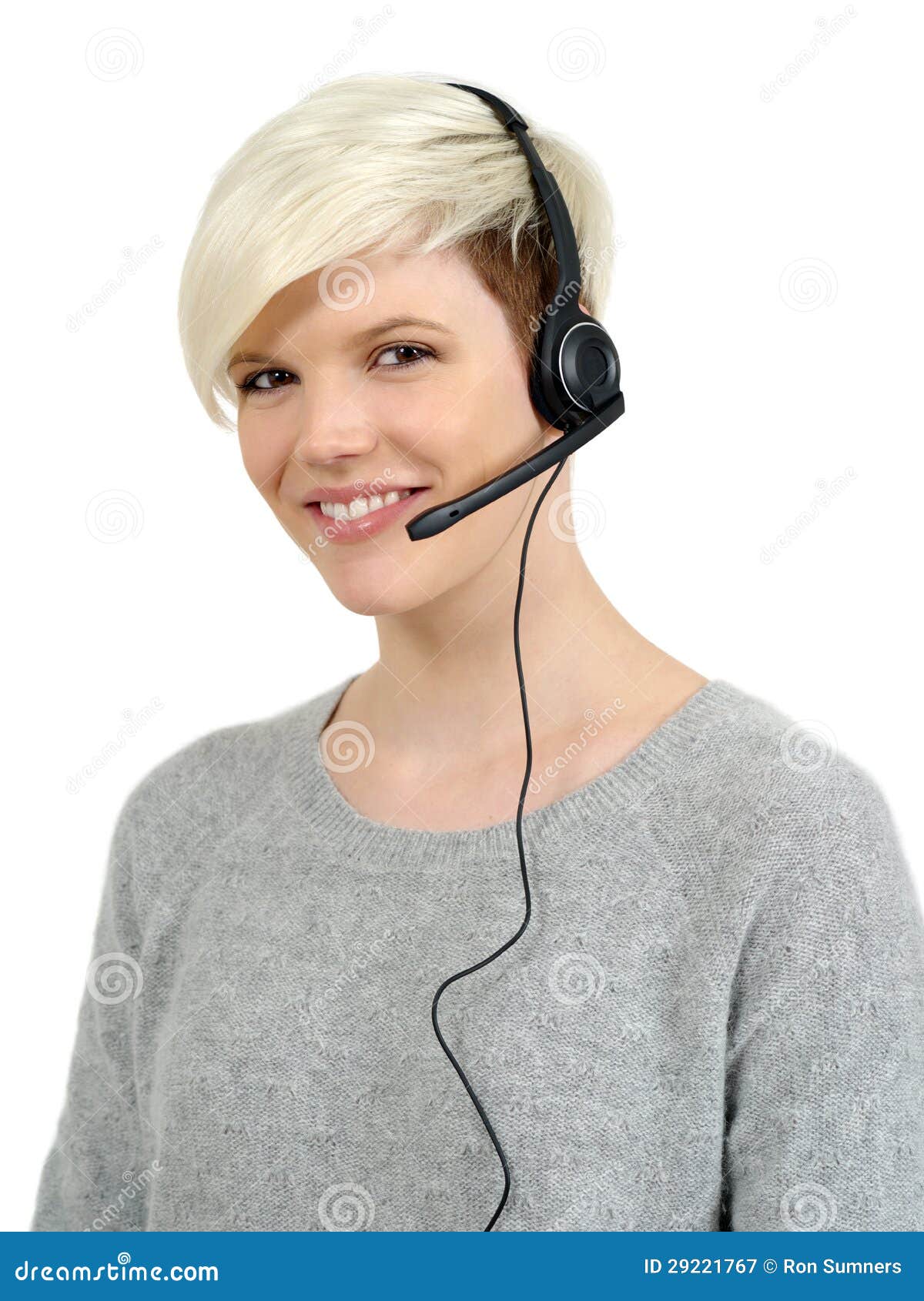 Beautiful Call Center Woman Stock Image - Image of girl, headset: 29221767