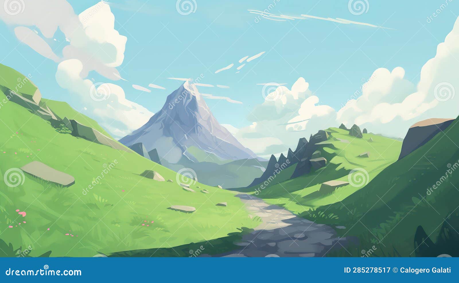 A Beautiful Calm Mountain View, Anime Painting, Ai Generated Image ...