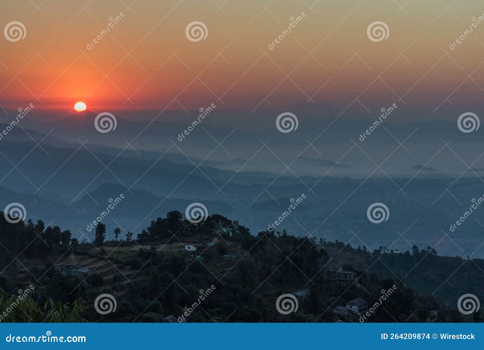 Beautiful Calm Sunrise Over the Sarangkot Stock Photo - Image of ...