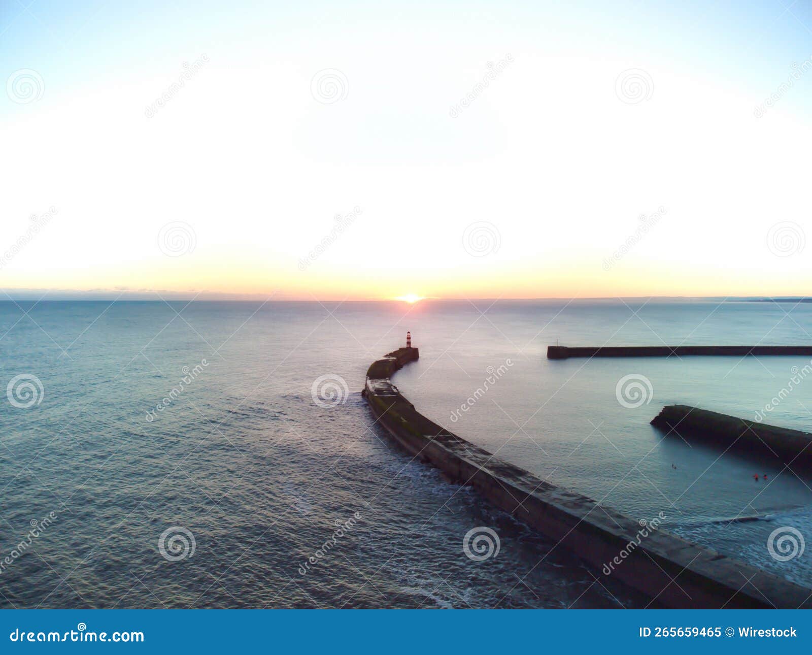Beautiful Calm Sunset Over the Sea with Piers Stock Image - Image of ...