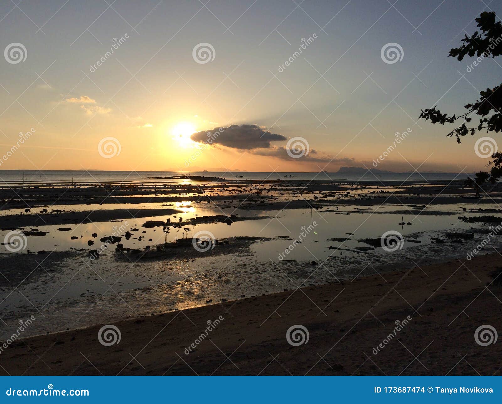Beautiful calming sunset stock photo. Image of water - 173687474