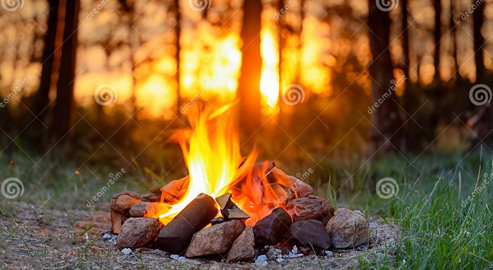 Beautiful Campfire Lit in the Middle of the Forest in High Resolution ...