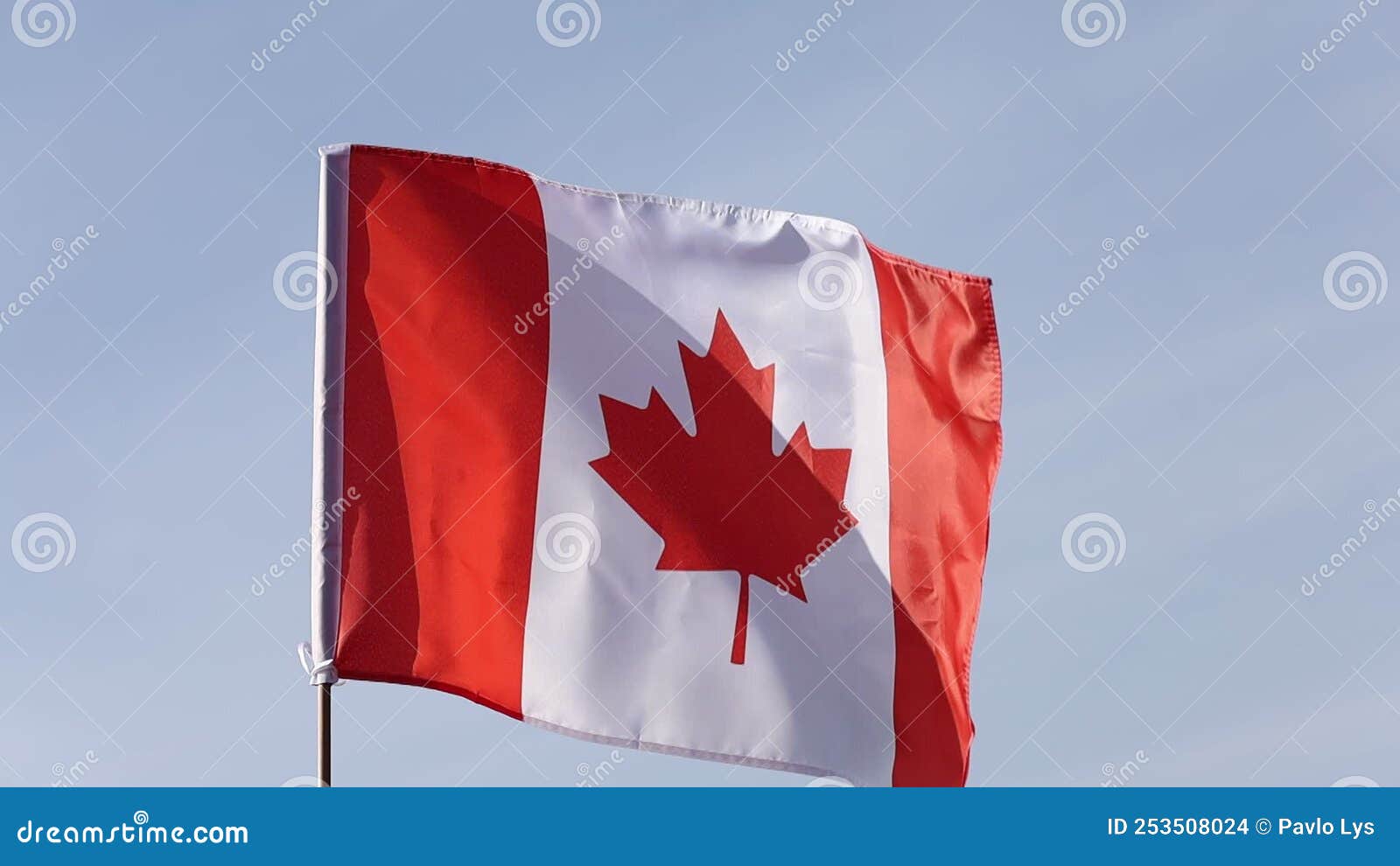 Beautiful Canada Flag and Blue Sky Stock Footage - Video of canada ...