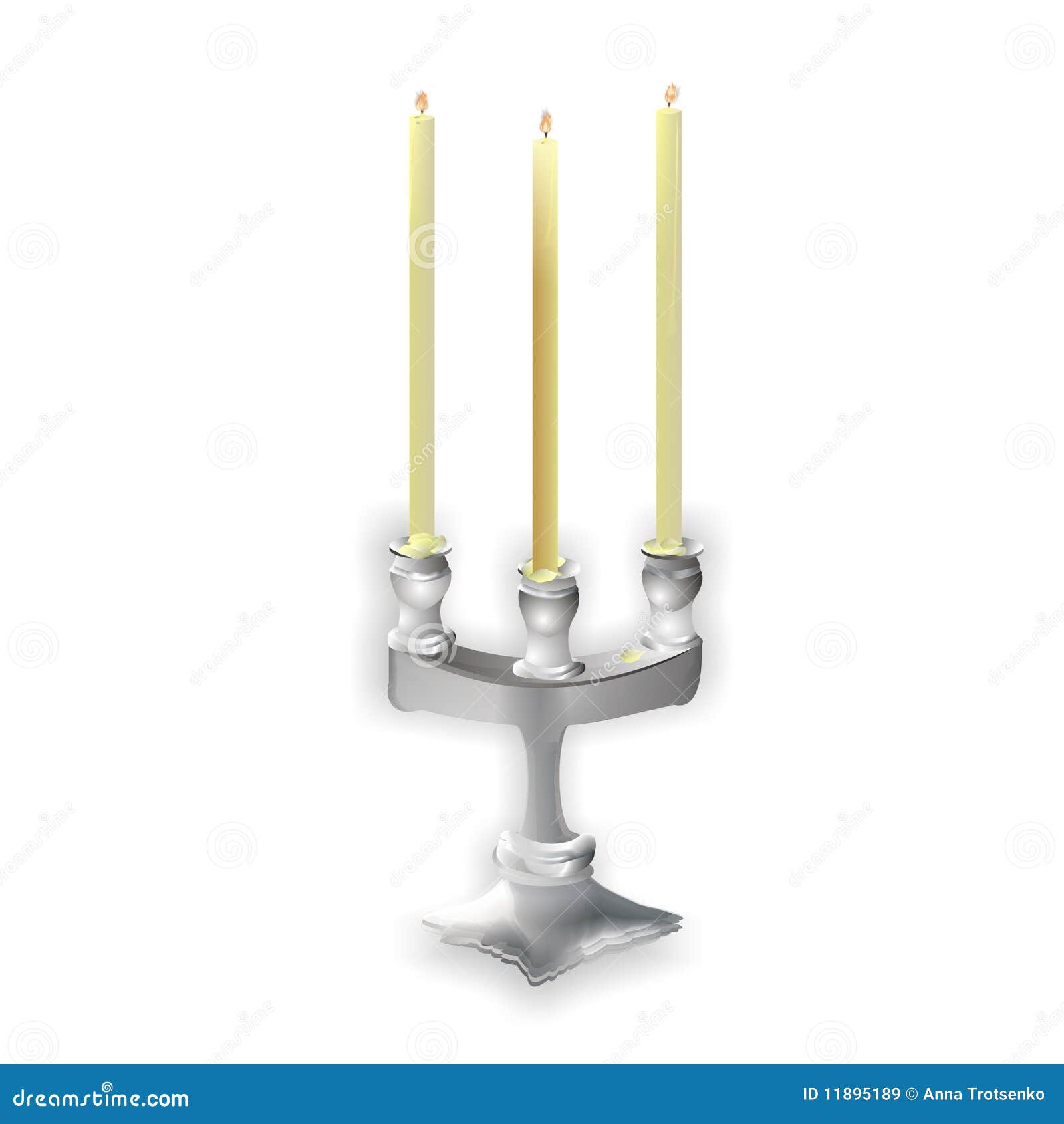 Beautiful Candlestick With Three Candles No Backgr Stock Illustration ...