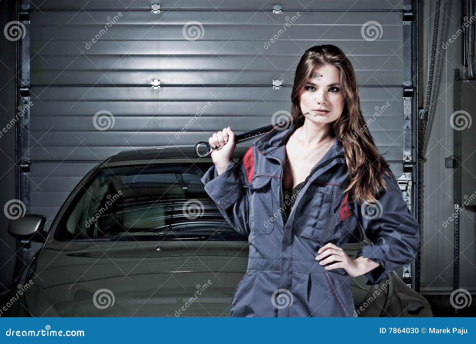 Beautiful Car Mechanic stock photo. Image of pretty, worker - 7864030