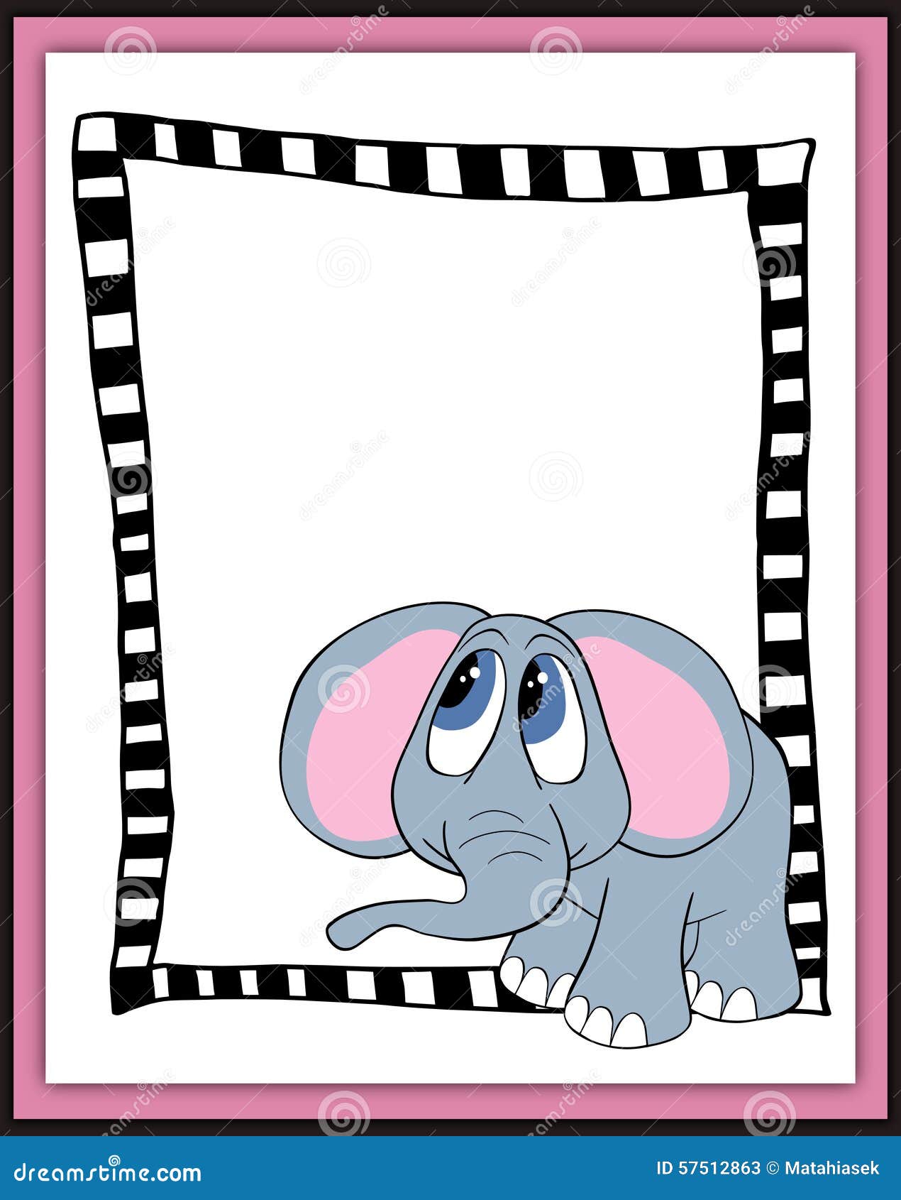 Beautiful Card with Cartoon Elephant Stock Illustration - Illustration ...