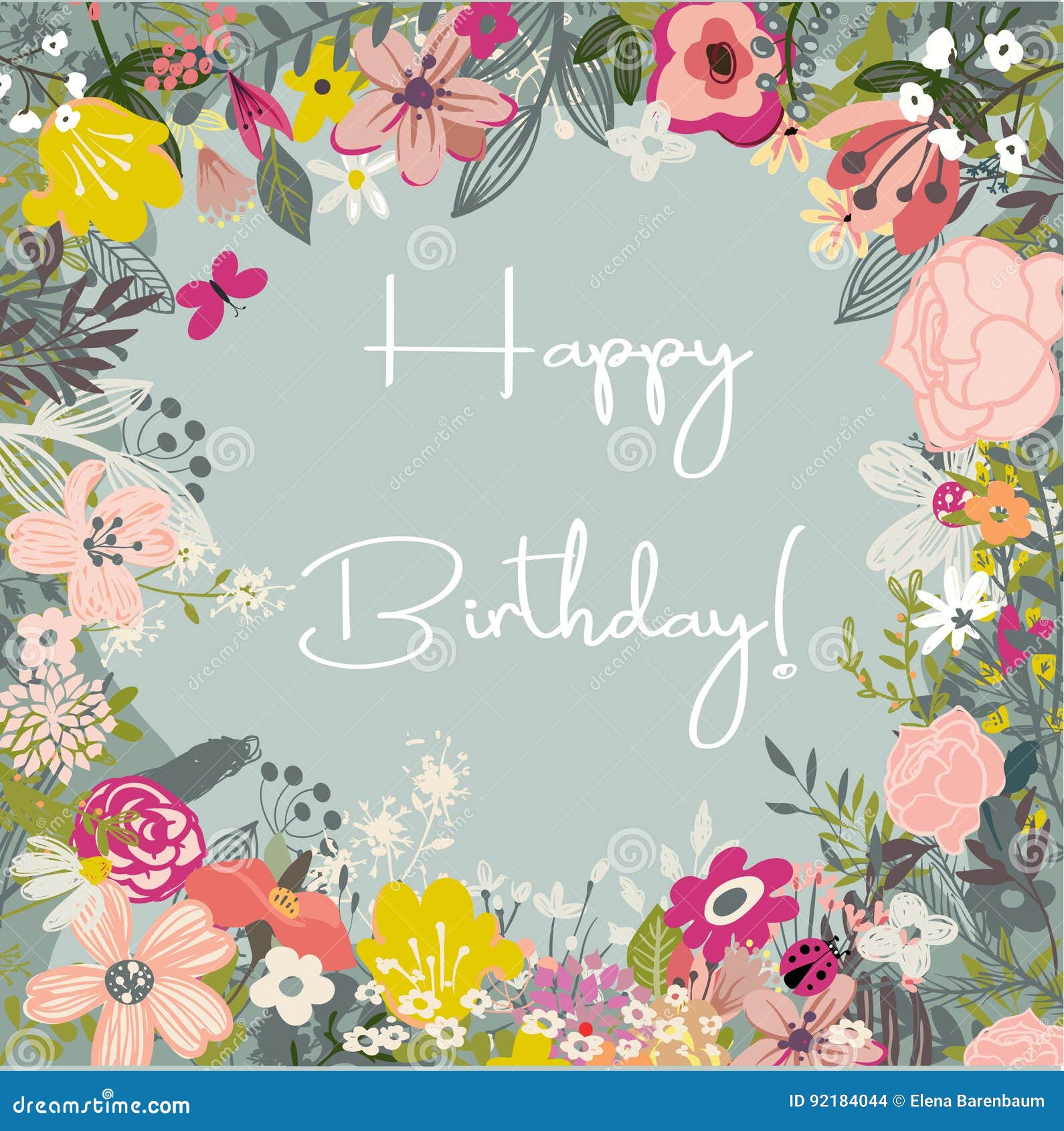 Beautiful Card with Flowers Stock Vector - Illustration of garden ...