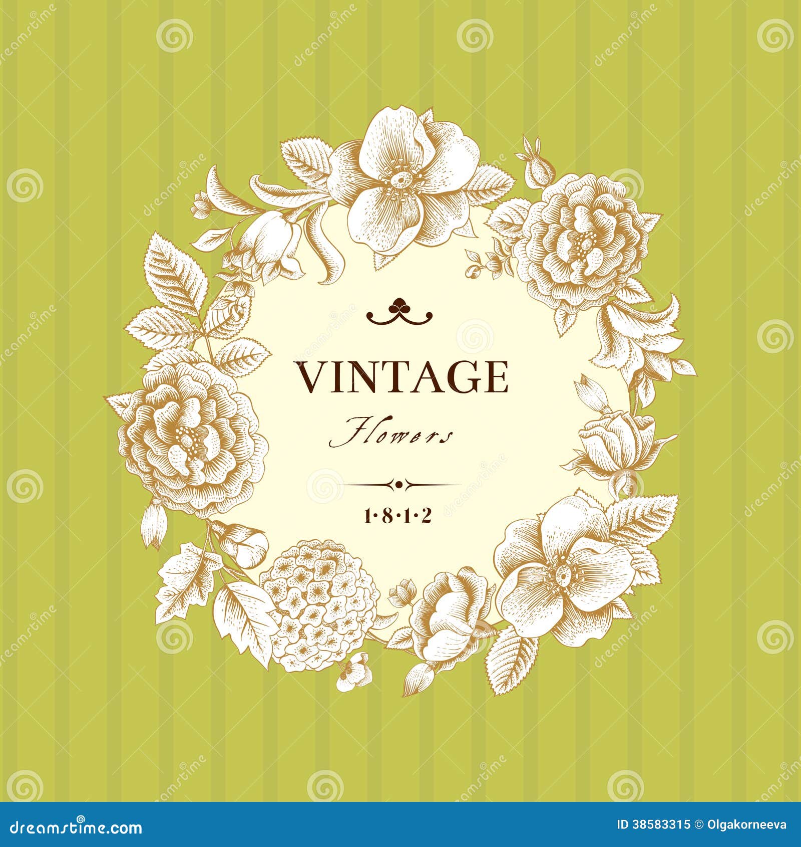 Beautiful Card with a Round Wreath Stock Vector - Illustration of ...