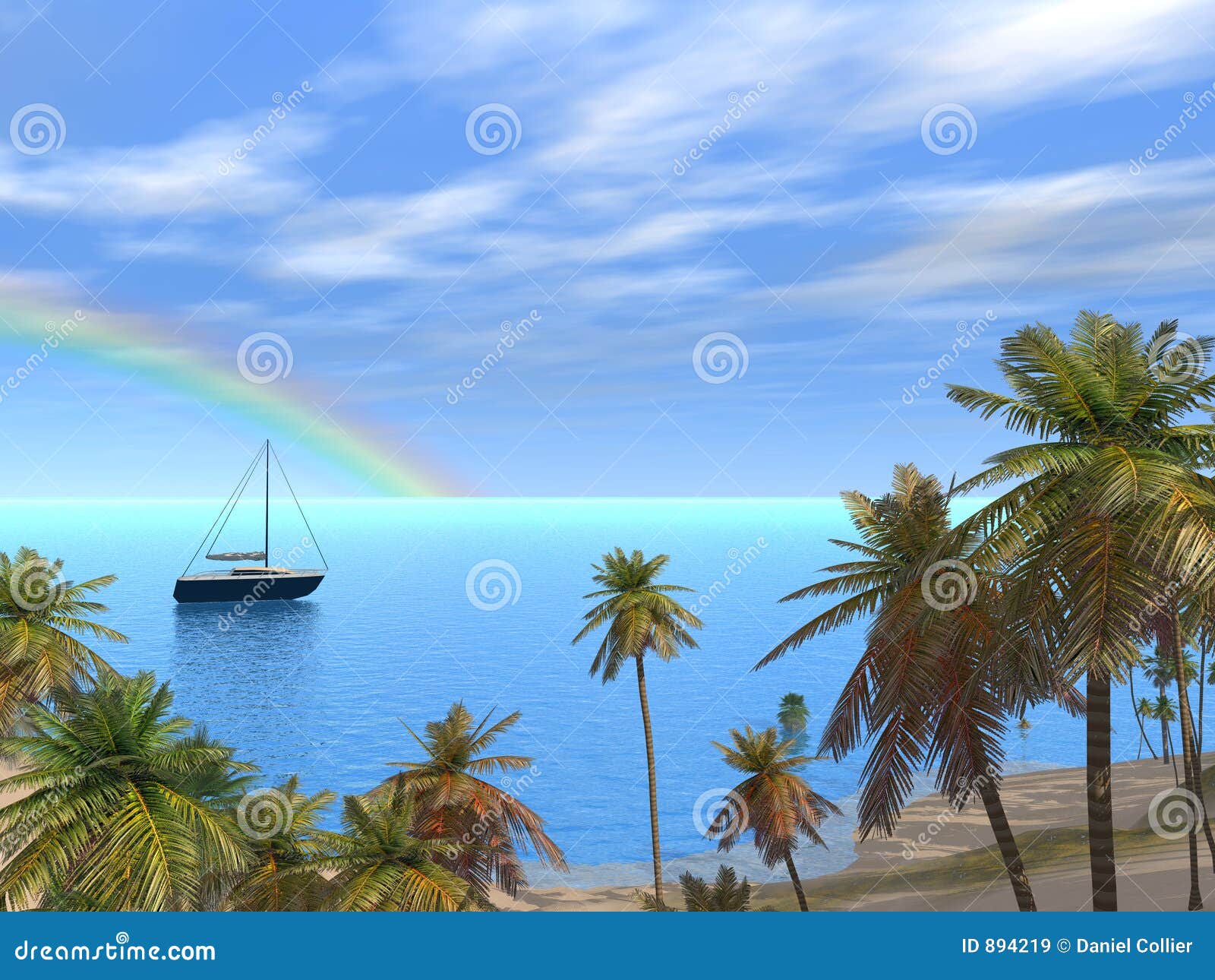 Beautiful Caribbean Lagoon stock illustration. Illustration of lonely ...