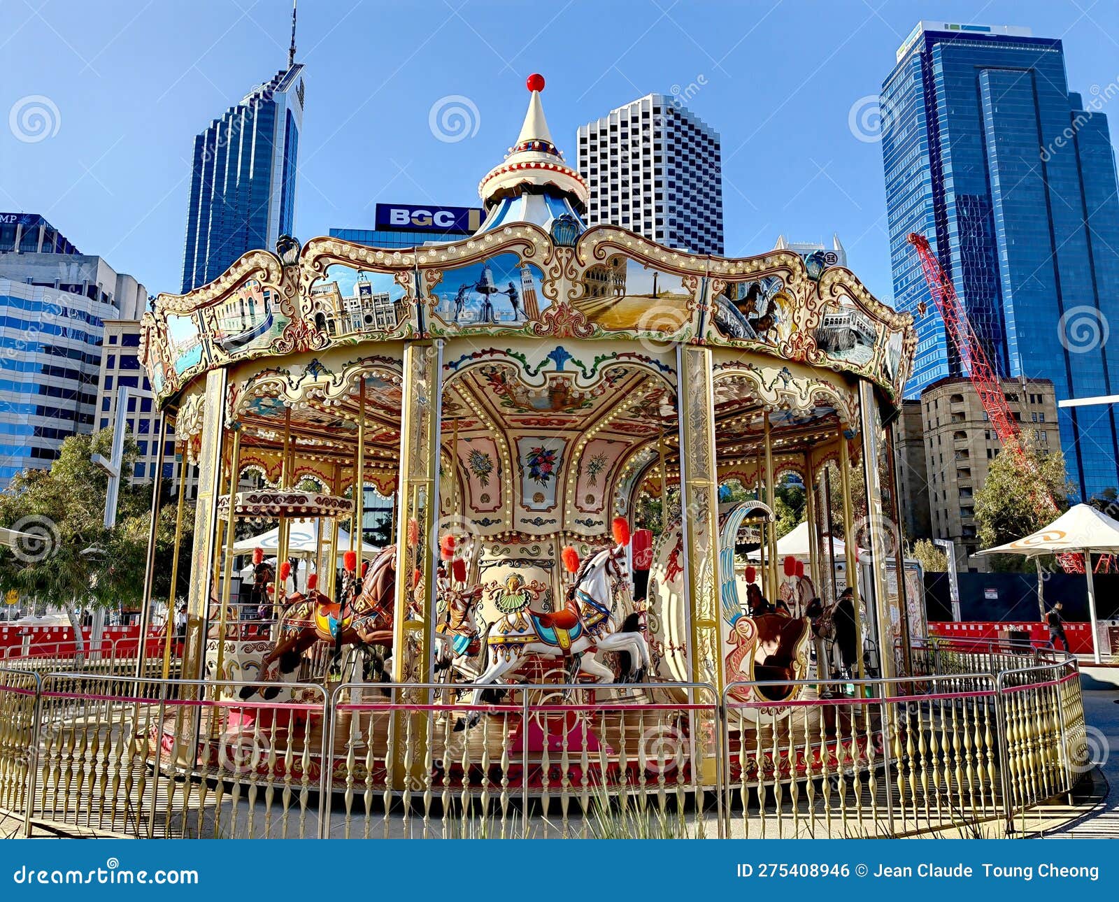 Beautiful Carousel In The City At Night Picture Editorial Image ...
