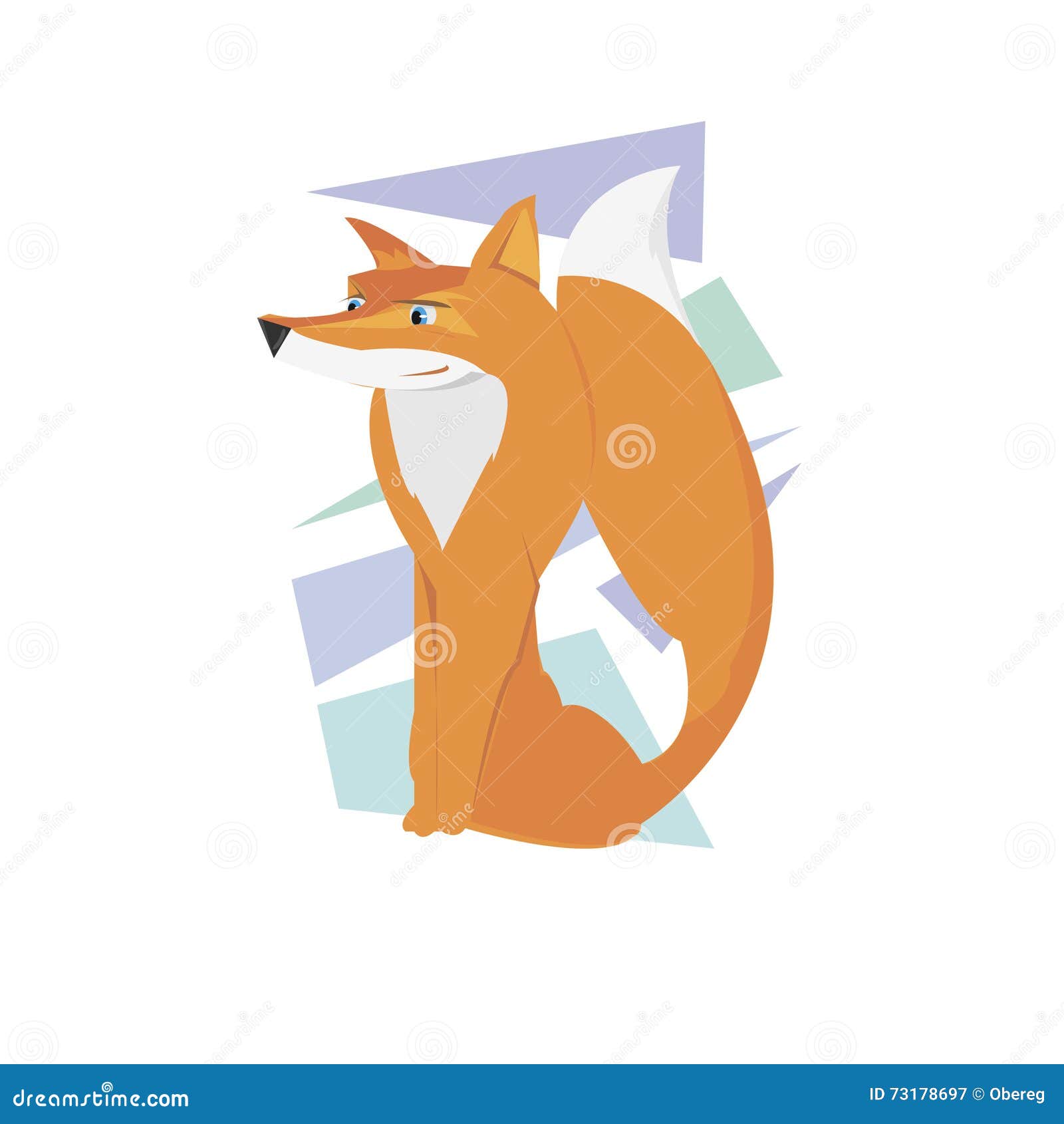 Beautiful cartoon fox stock vector. Illustration of funny - 73178697