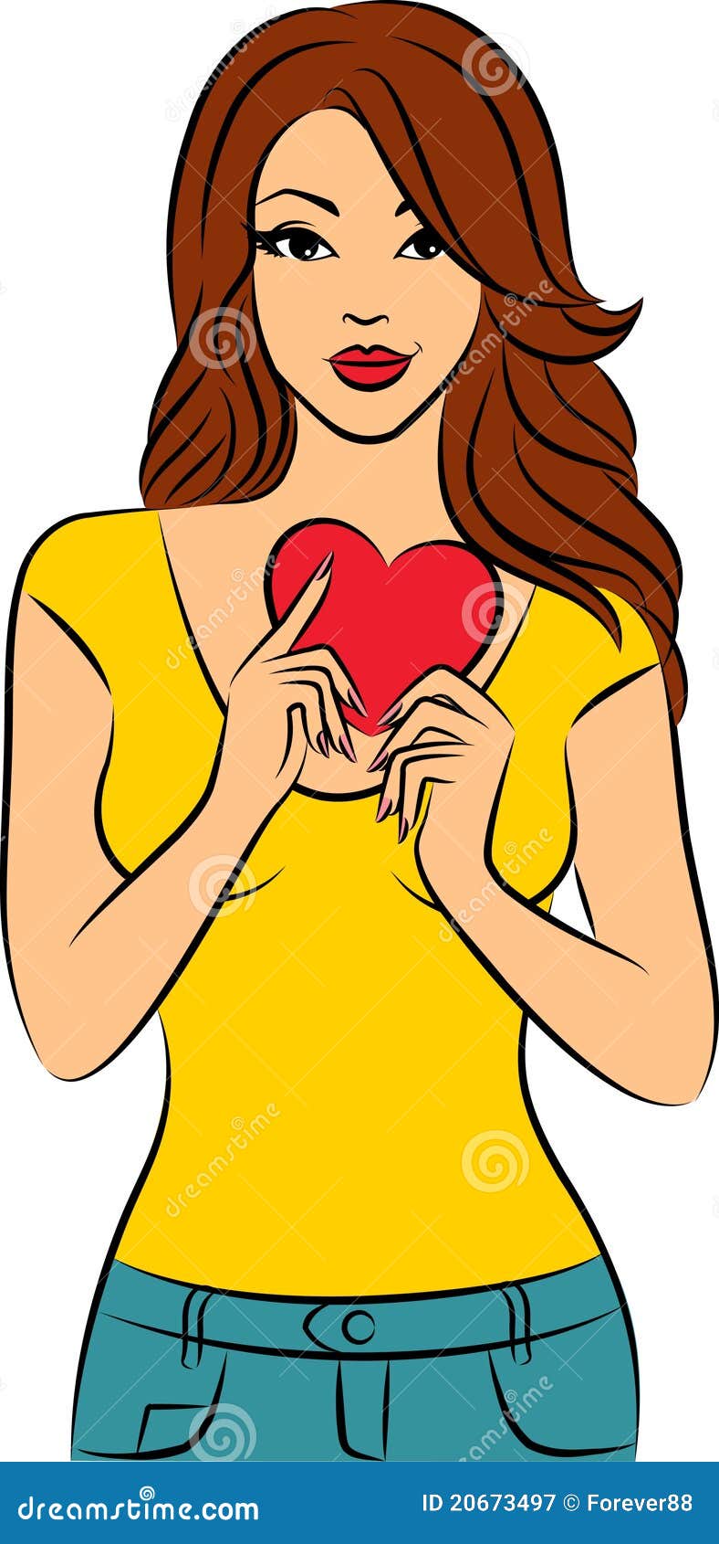 Beautiful cartoon girl. stock vector. Illustration of feminine - 20673497