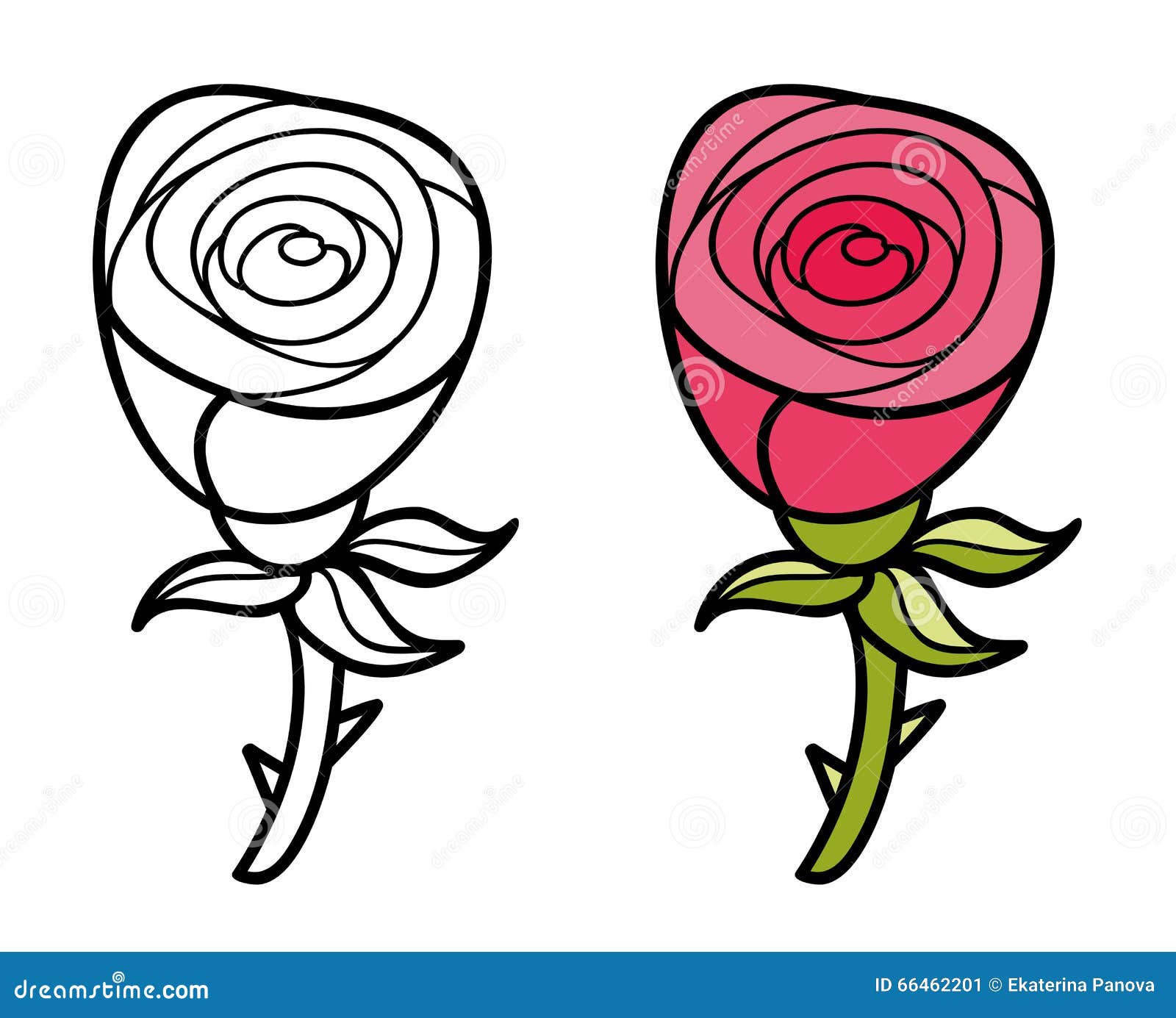 Beautiful cartoon rose. stock vector. Illustration of card - 66462201